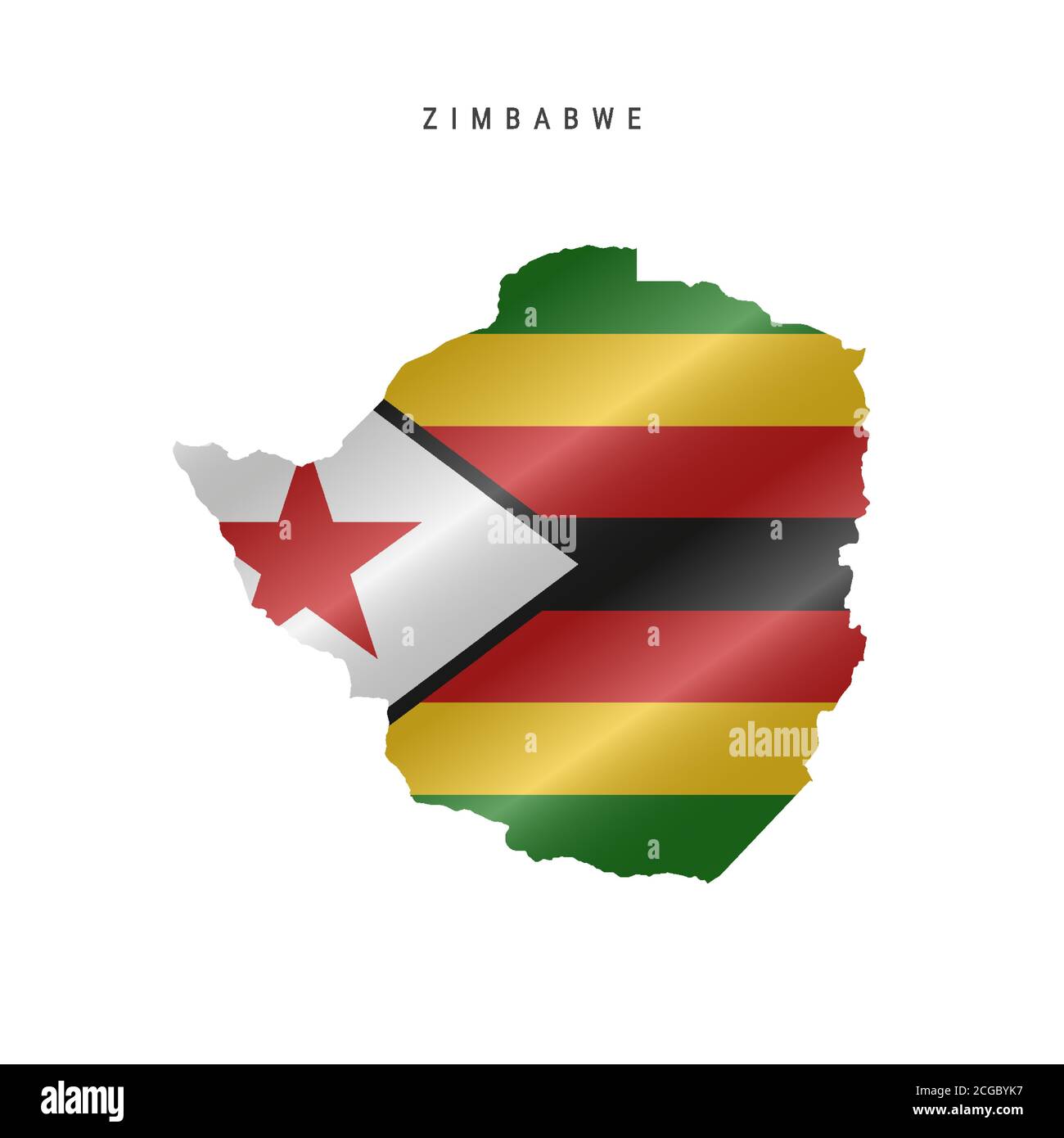Waving Flag Map Of Zimbabwe Vector Illustration Stock Vector Image