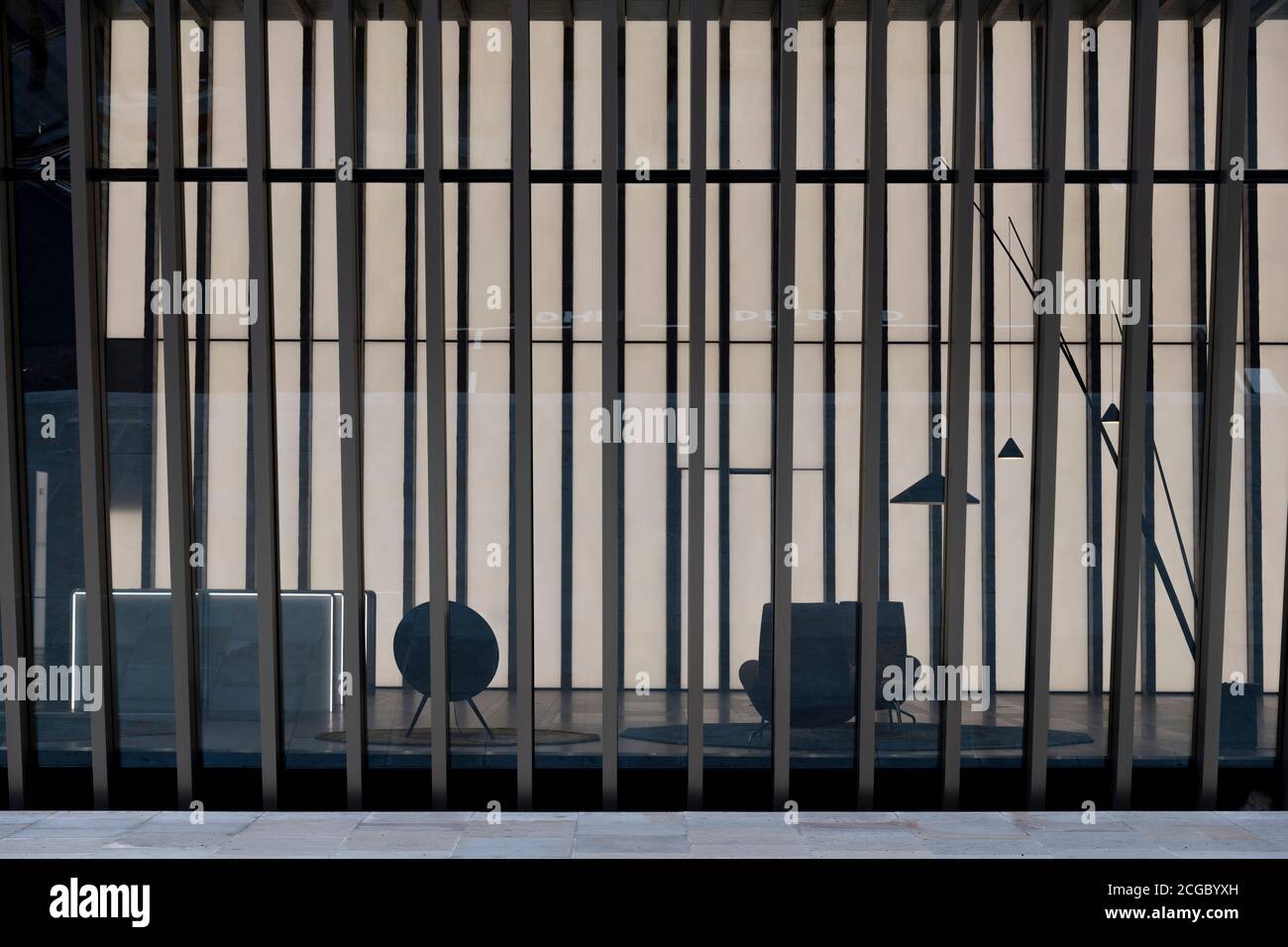 Office foyer photographed from outside Stock Photo - Alamy