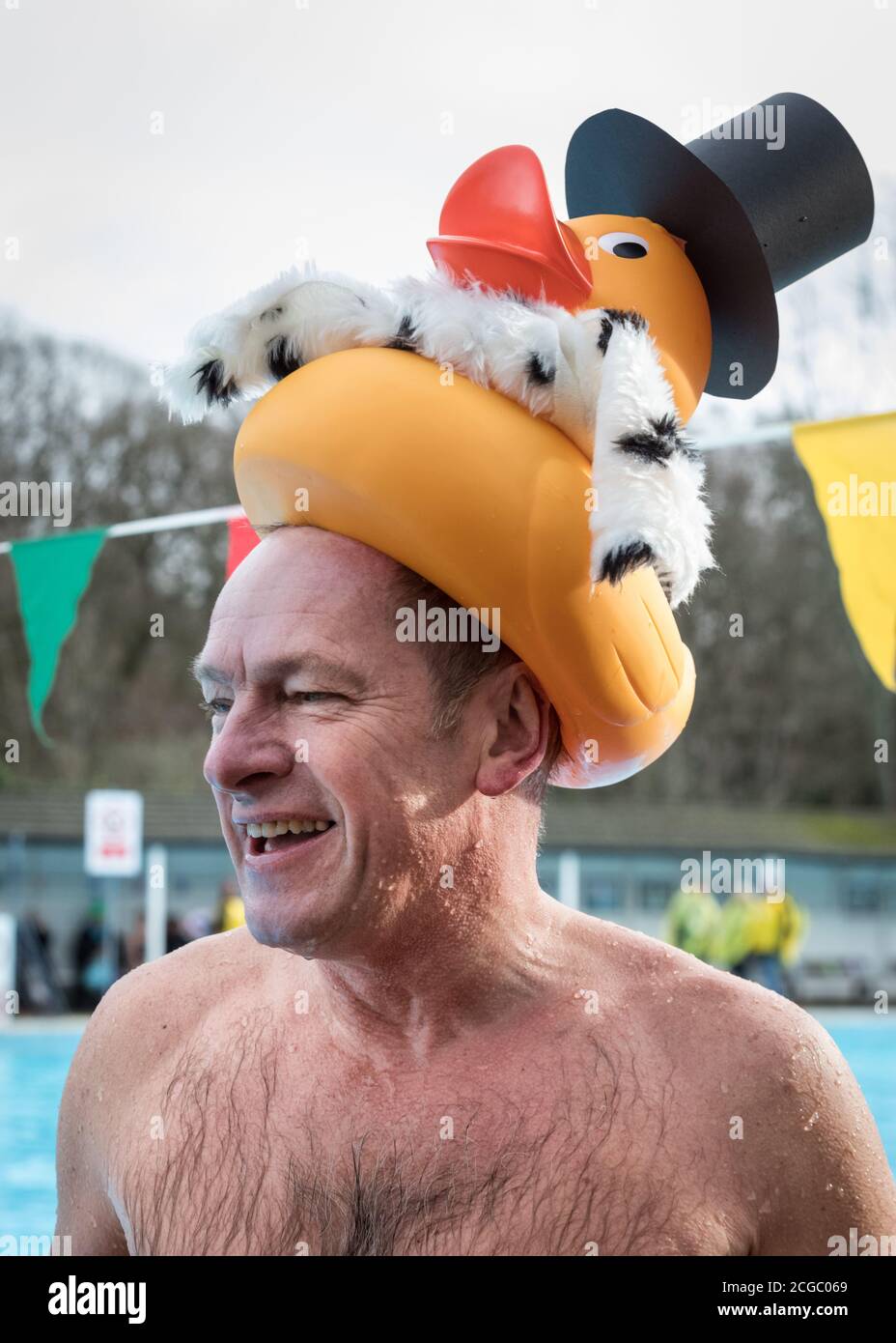 Competitors at the UK Cold Water Swimming Championships, Tooting Bec ...