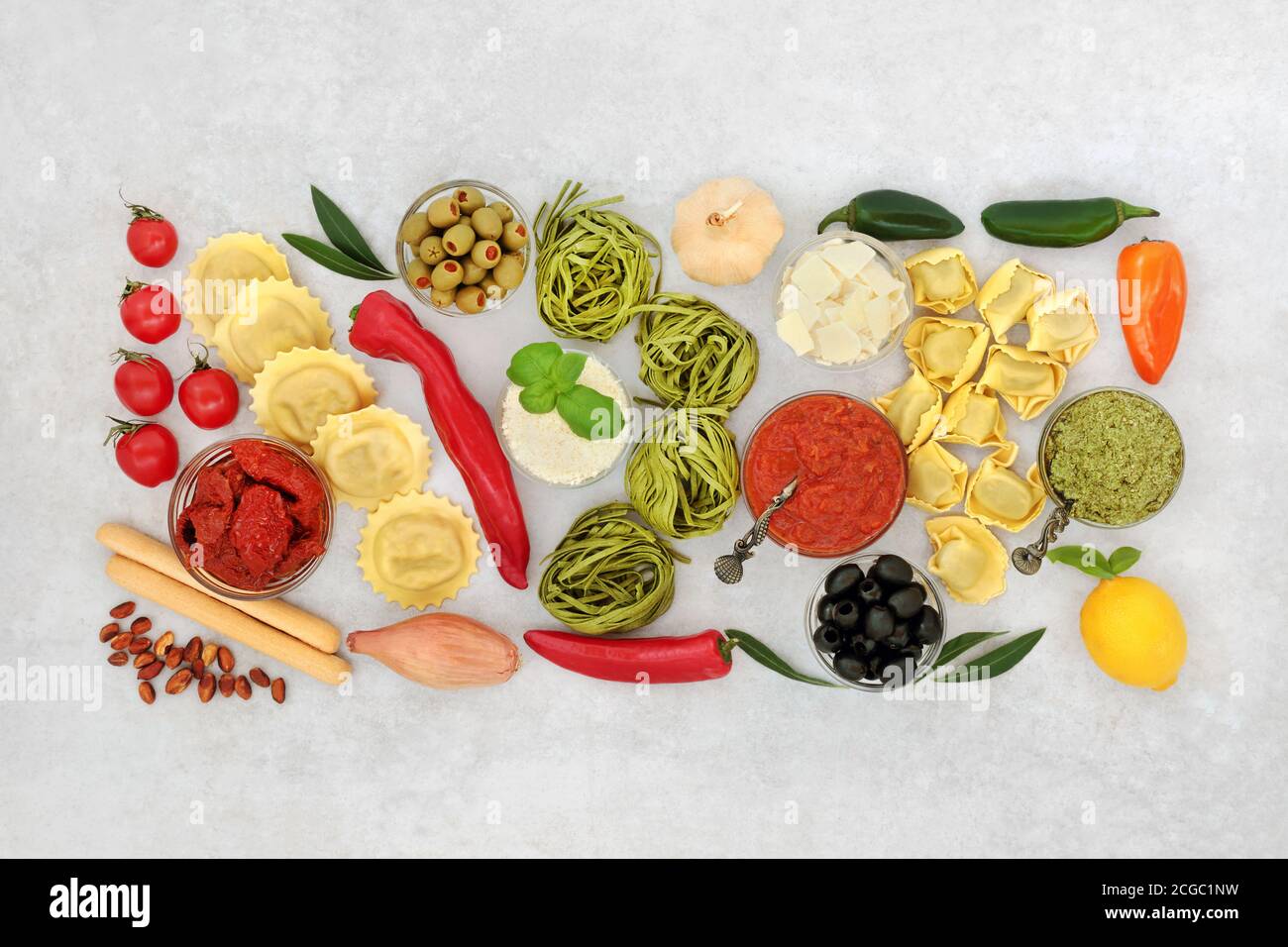 Italian food for a healthy balanced diet with a selection of health ...