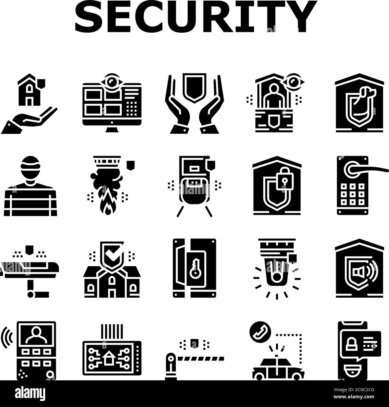 Home Security Device Collection Icons Set Vector Stock Vector Image ...