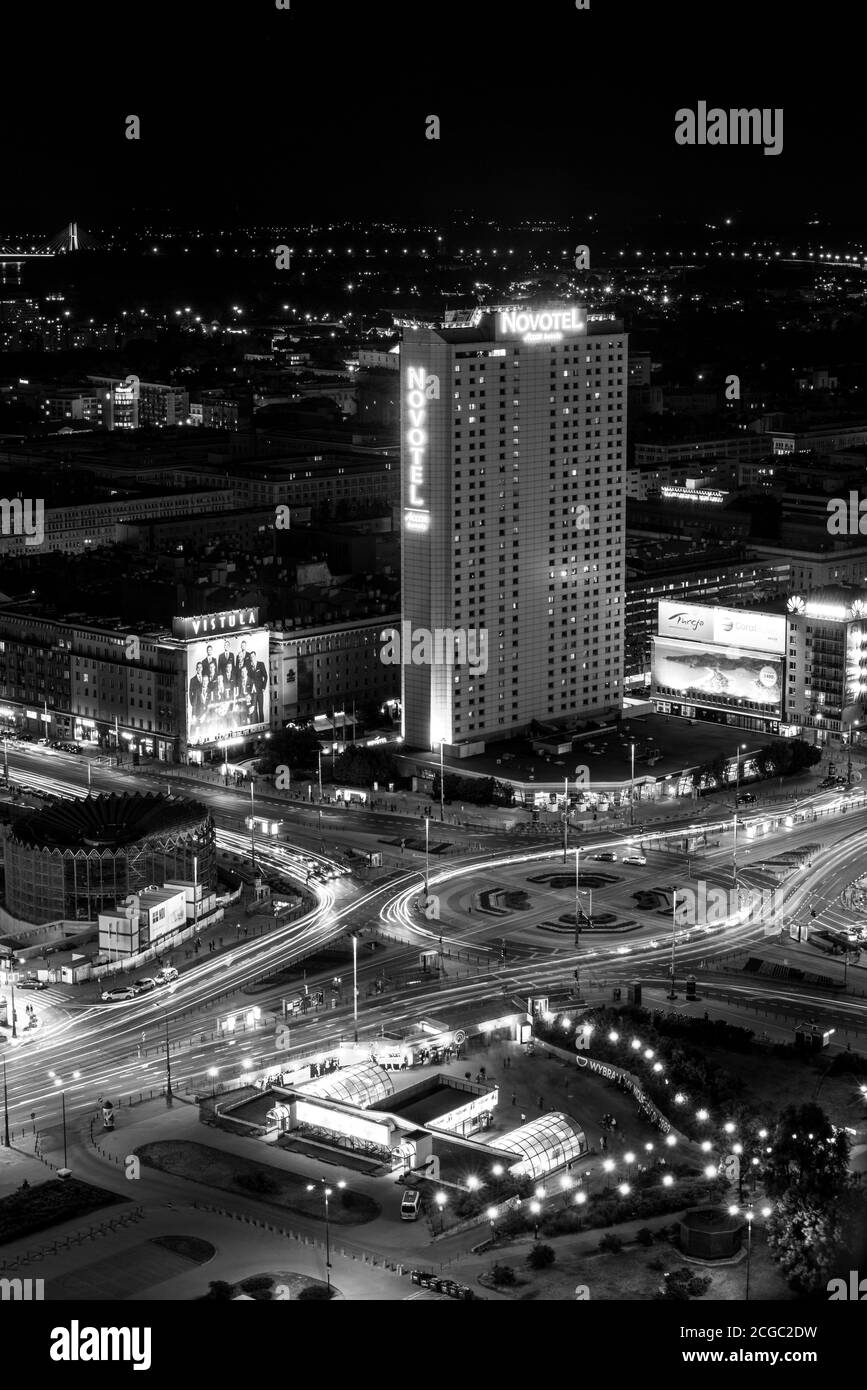 Exterior view of the Novotel building in Warsaw, Poland, built in 1974 ...