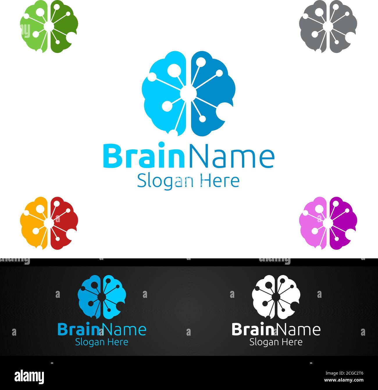 Power Brain Logo with Think Idea Concept Vector Design Stock Vector ...