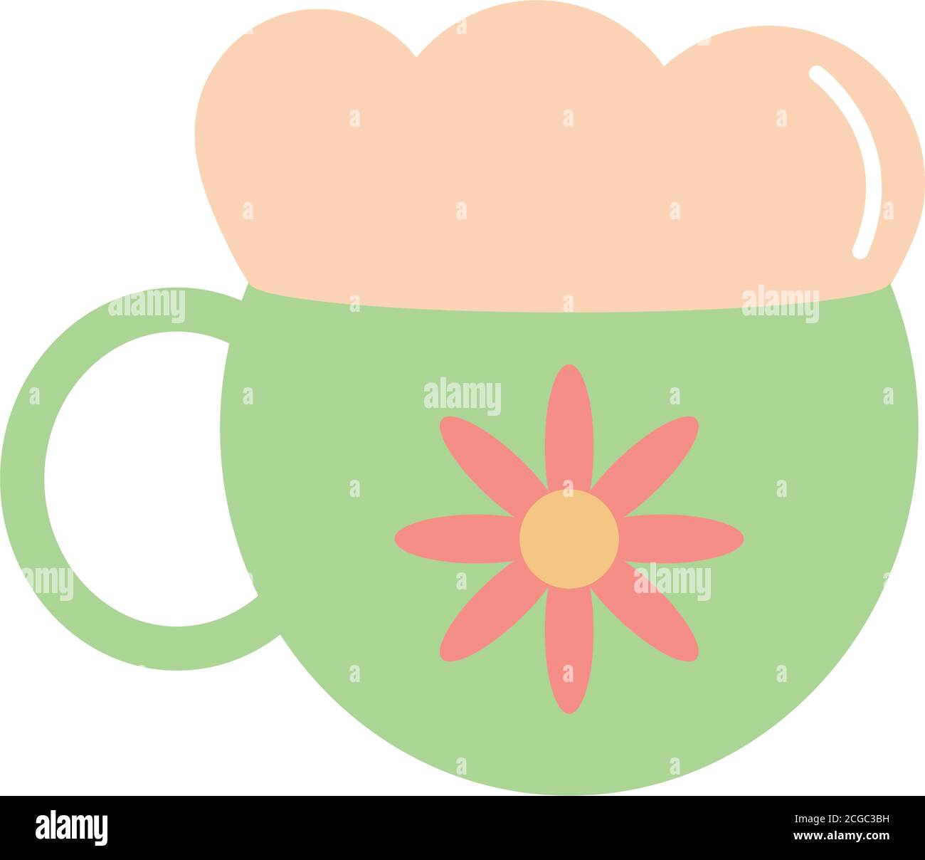 hot chocolate mug icon over white background, flat style, vector ...
