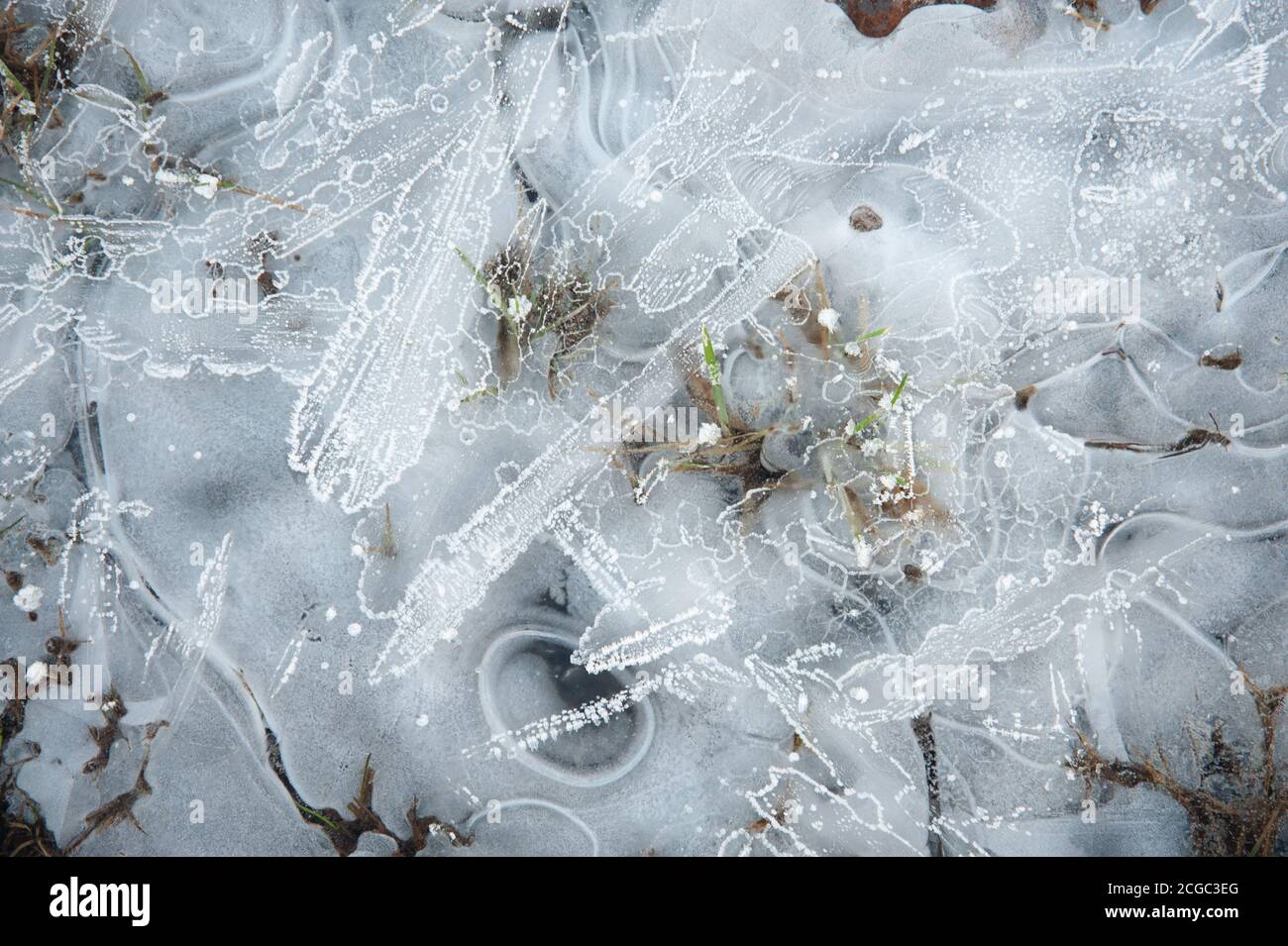 Frozen ice patterns Stock Photo - Alamy