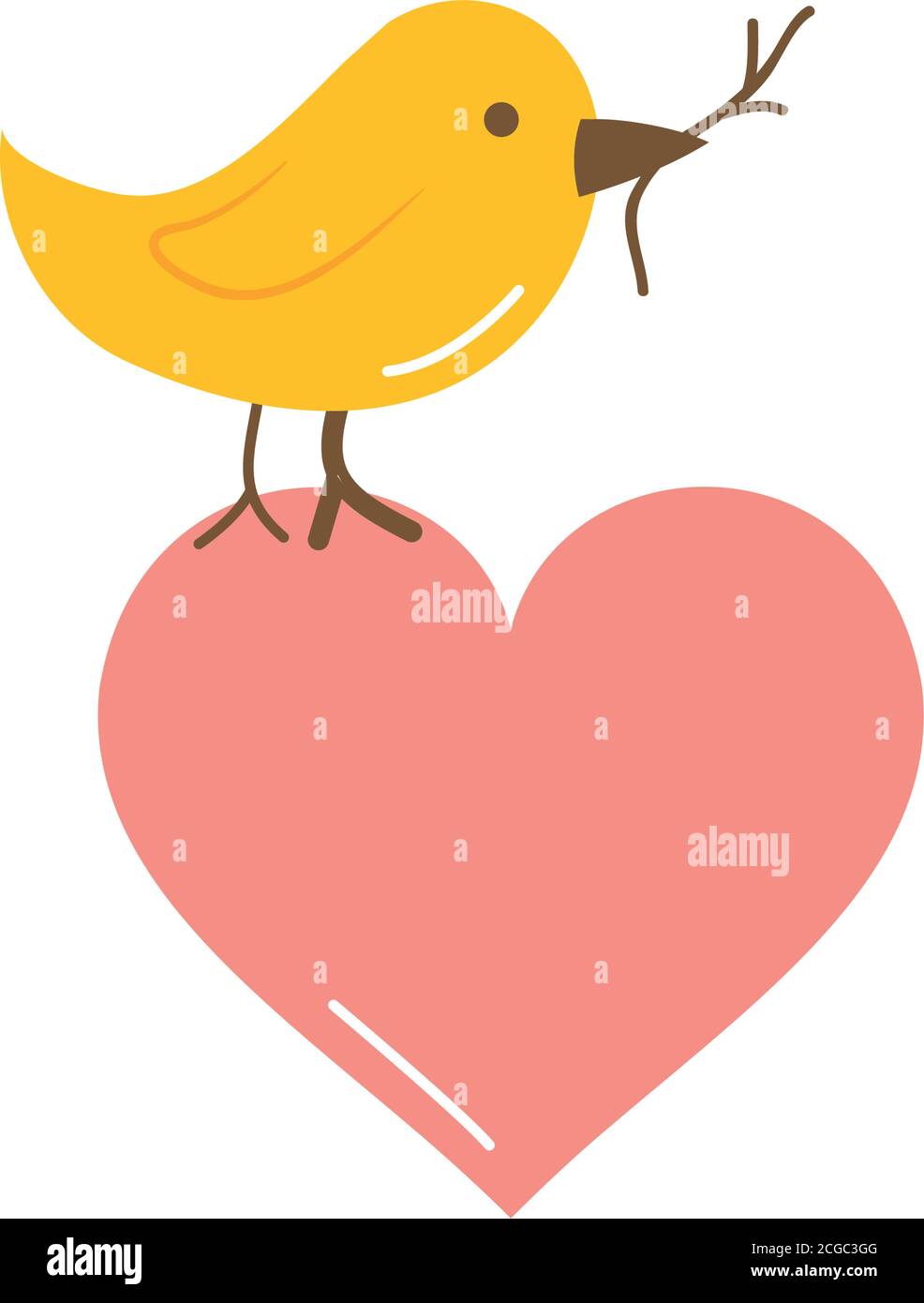 bird on a heart icon over white background, flat style, vector ...