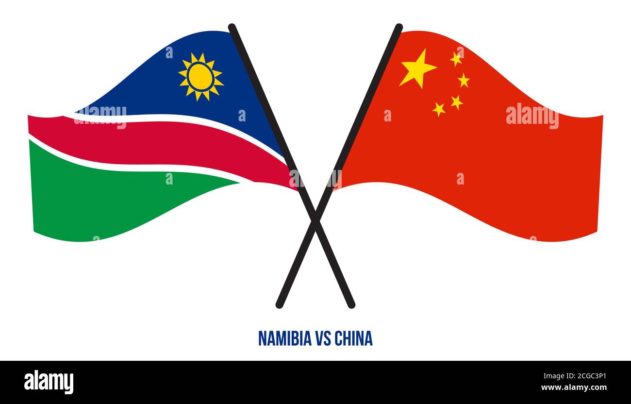 Namibia and China Flags Crossed And Waving Flat Style. Official ...