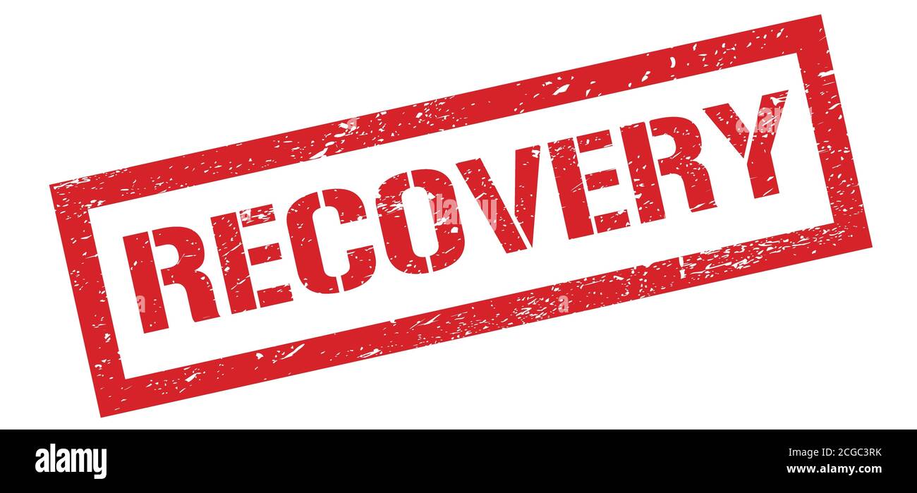 RECOVERY red grungy rectangle stamp sign Stock Photo - Alamy
