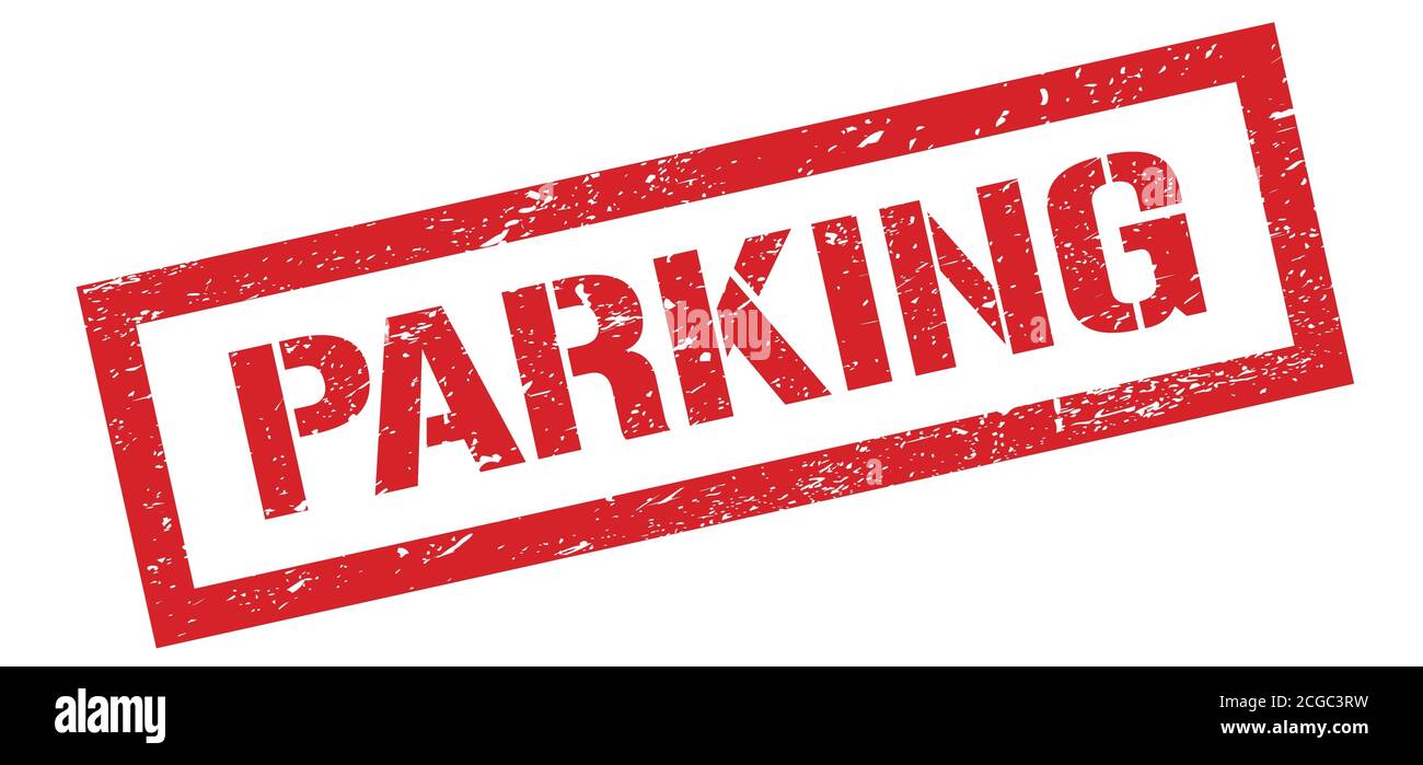 PARKING red grungy rectangle stamp sign Stock Photo - Alamy