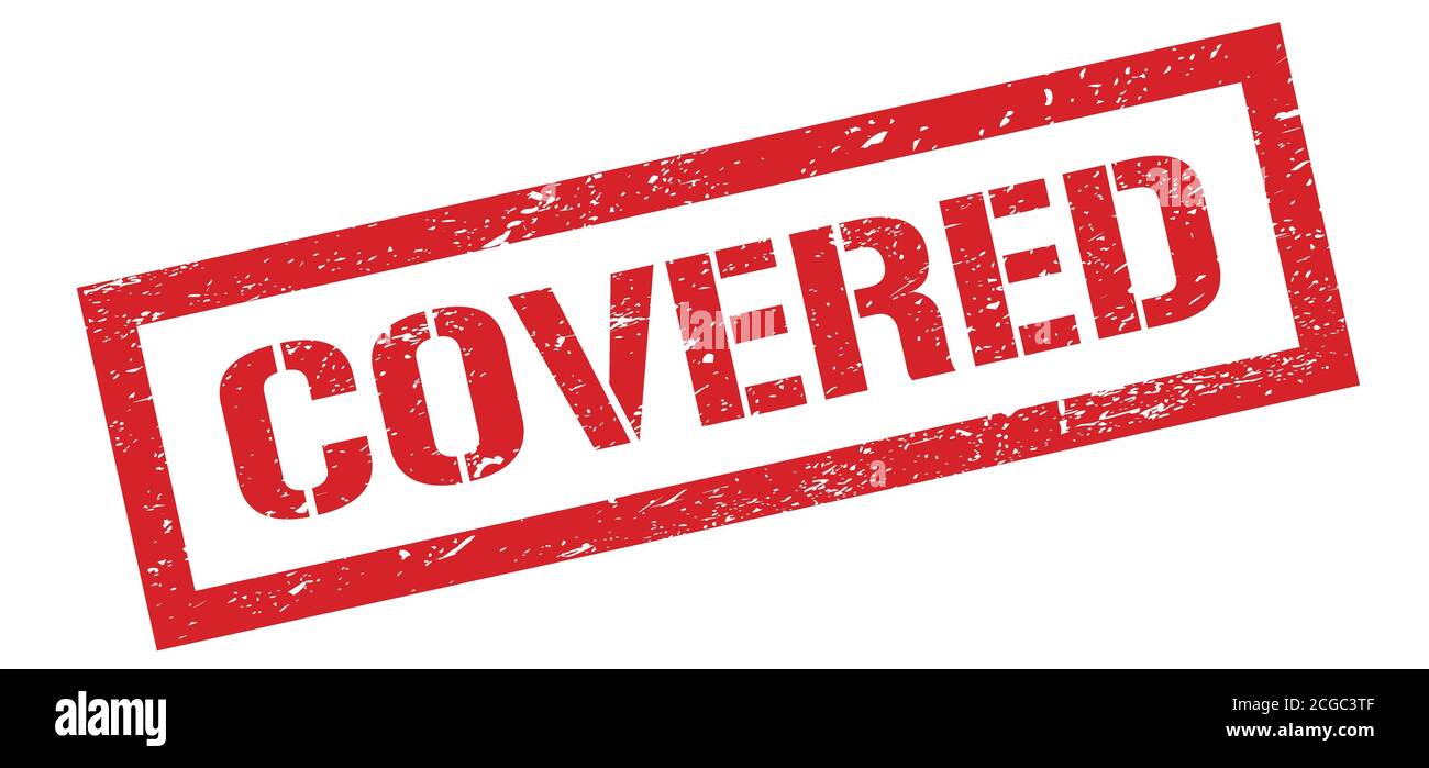 COVERED red grungy rectangle stamp sign Stock Photo - Alamy