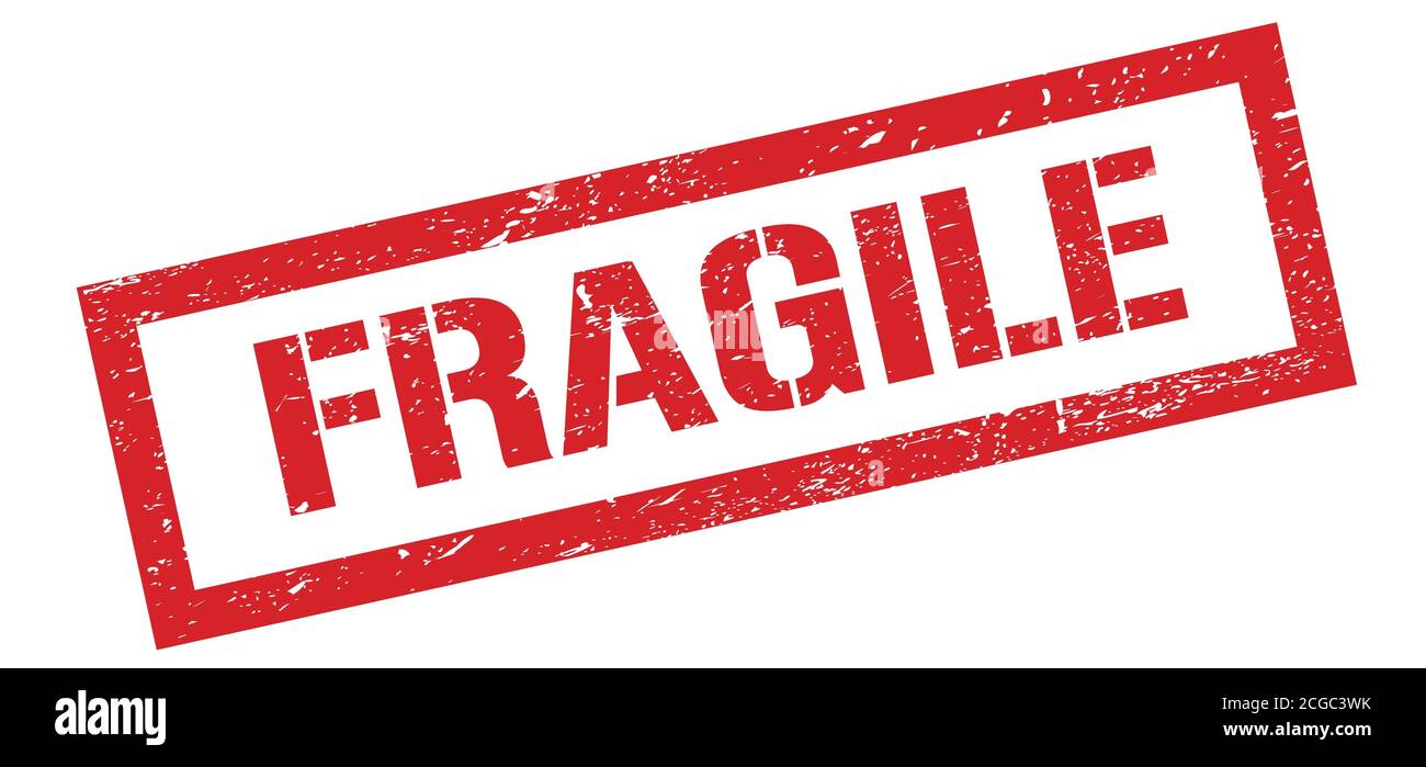 FRAGILE red grungy rectangle stamp sign Stock Photo - Alamy