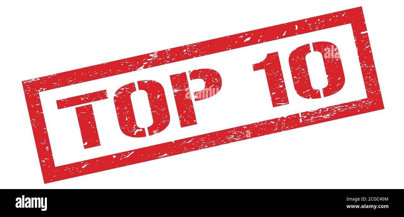 TOP 10 red grungy rectangle stamp sign Stock Photo - Alamy