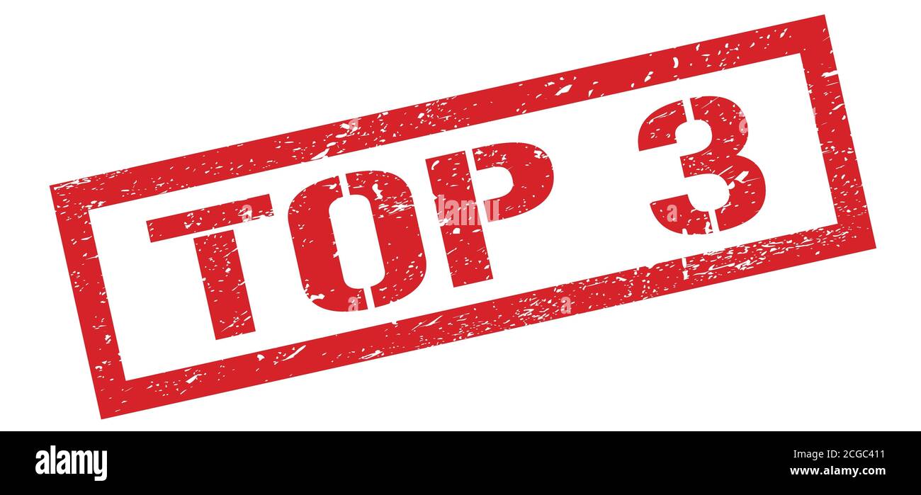 TOP 3 red grungy rectangle stamp sign Stock Photo - Alamy