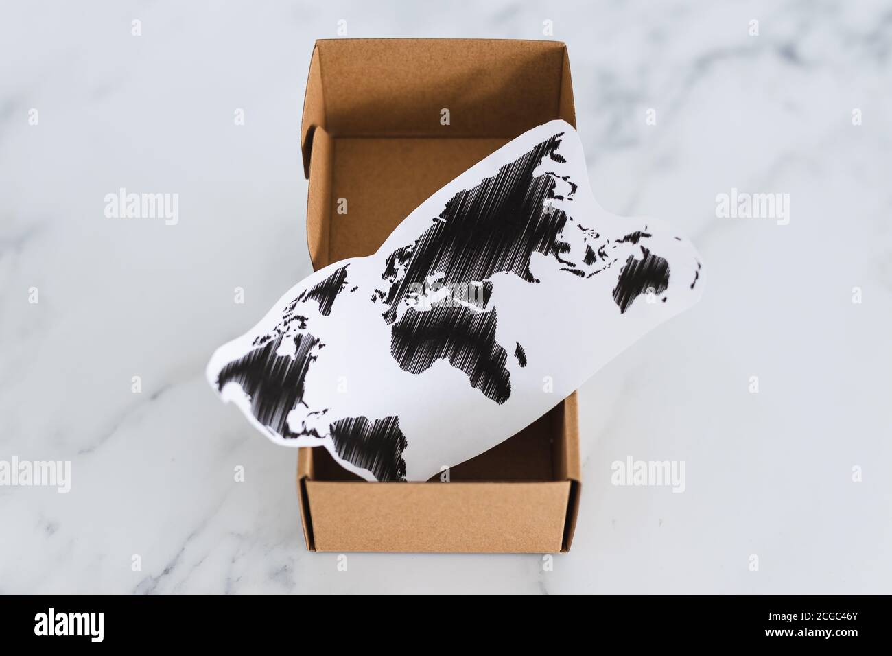 concept of global trade and worldwide deliveries, miniature postal ...