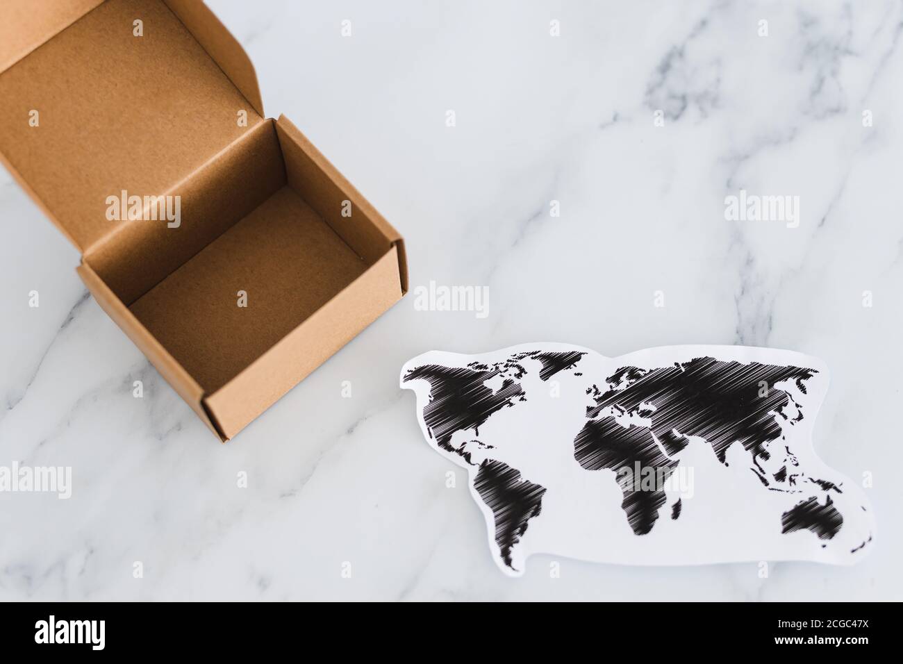 concept of global trade and worldwide deliveries, miniature postal ...