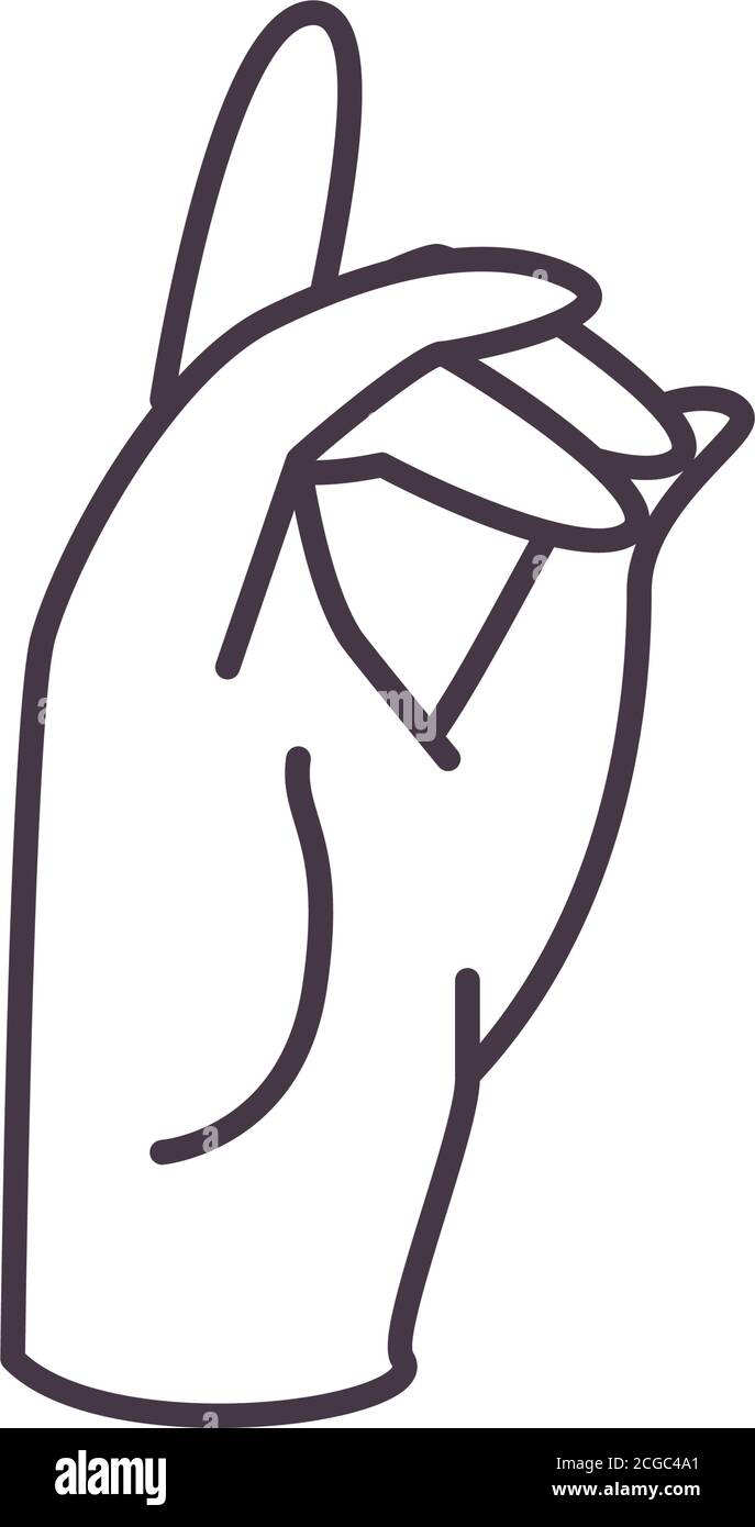 d hand sign language line style icon design of People help finger ...