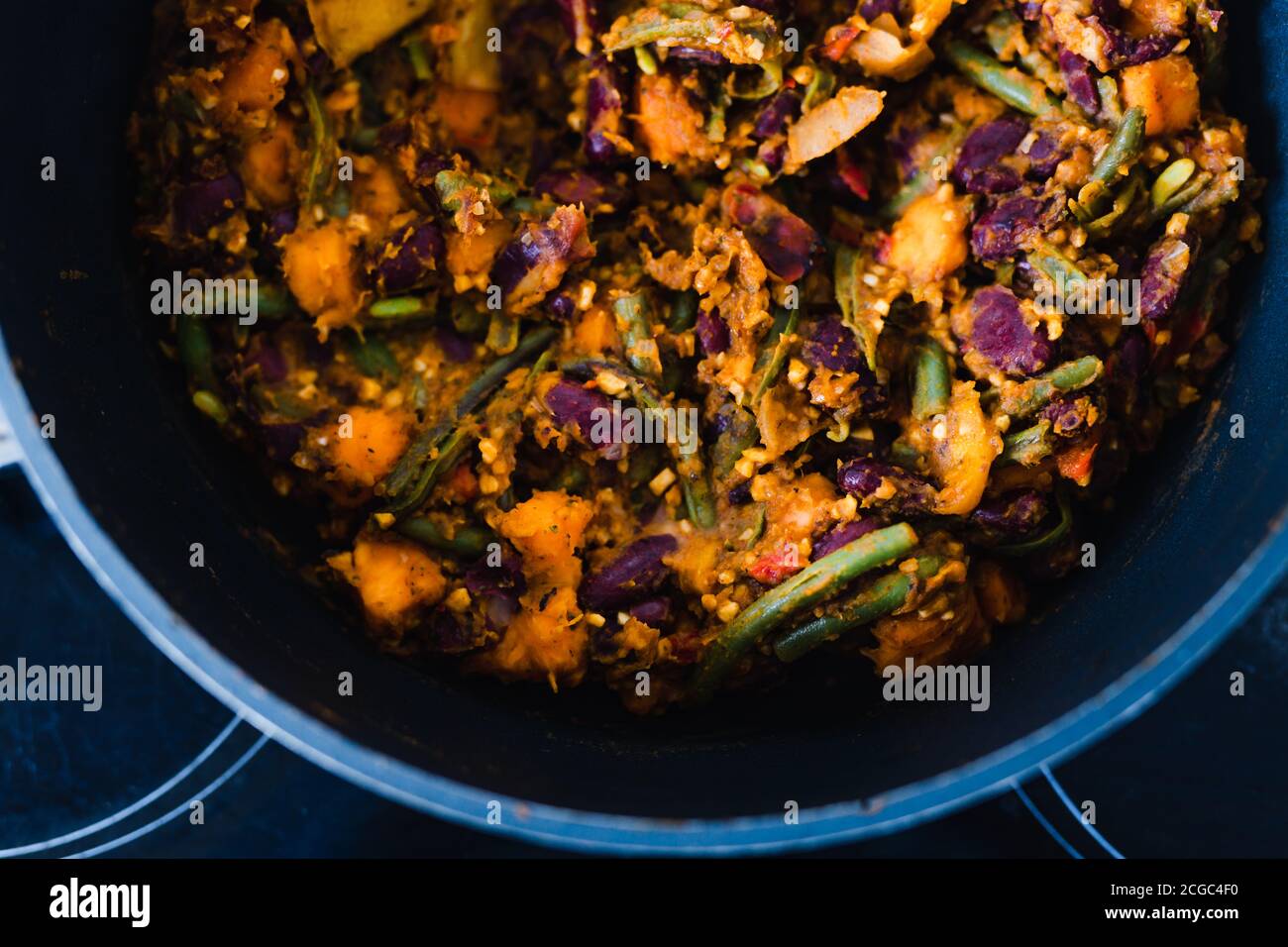 healthy plant-based food recipes concept, mixed vegetables and red ...
