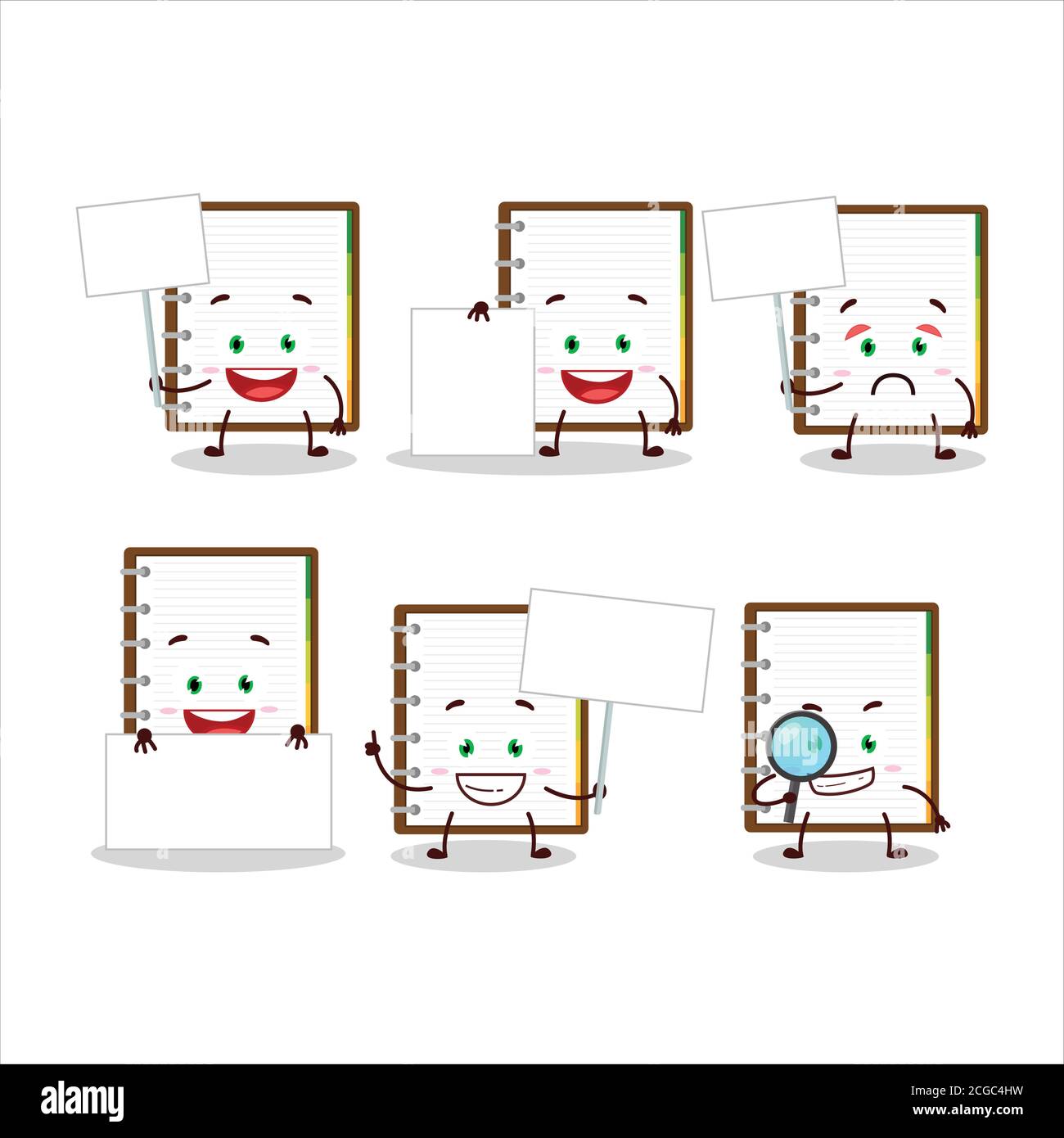 Diary notes cartoon character bring information board Stock Vector ...