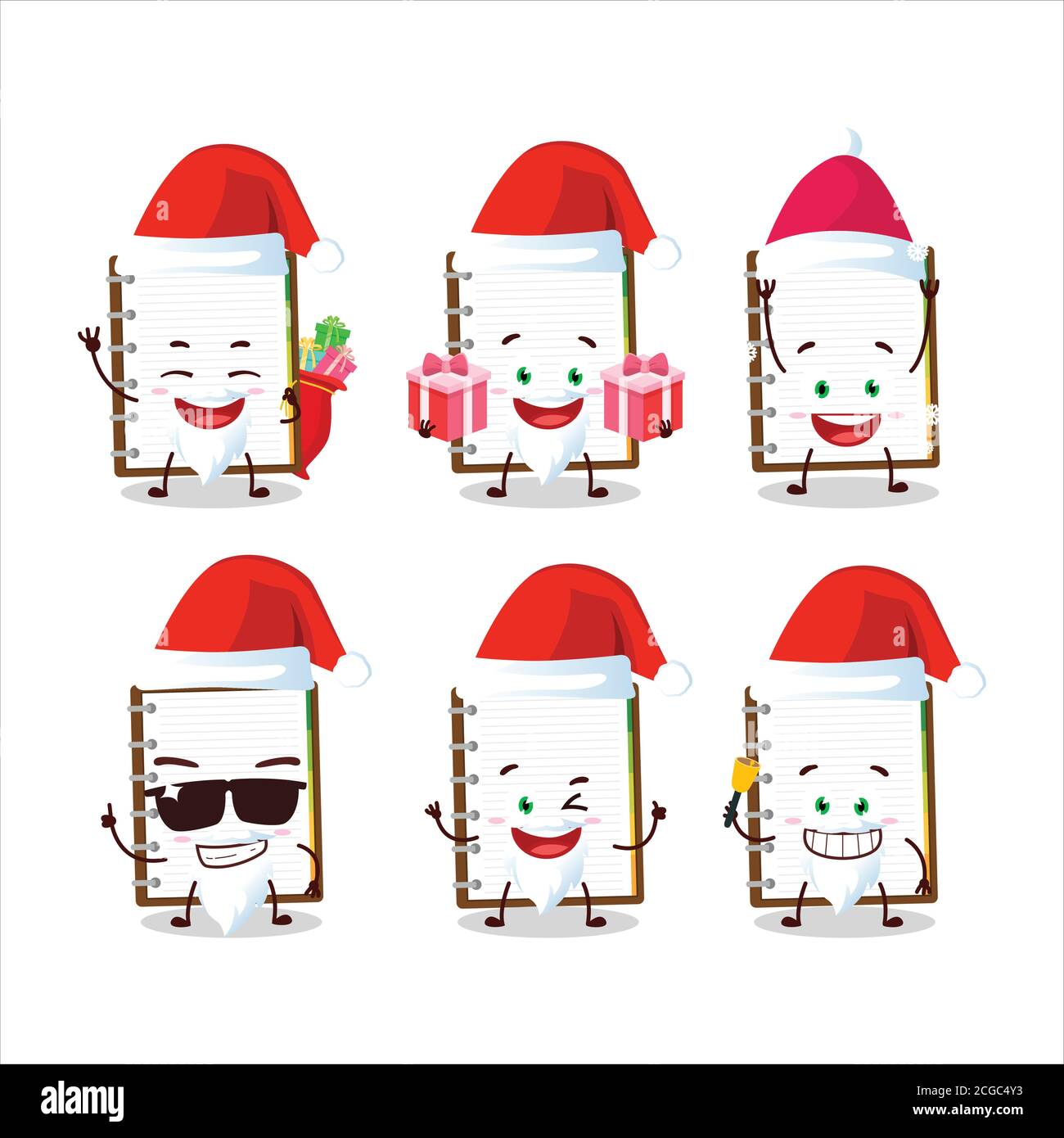 Santa Claus emoticons with diary notes cartoon character Stock Vector ...