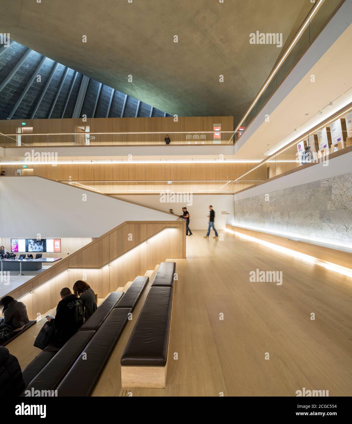 The Design Museum, London, interior with seating on open stairs ...