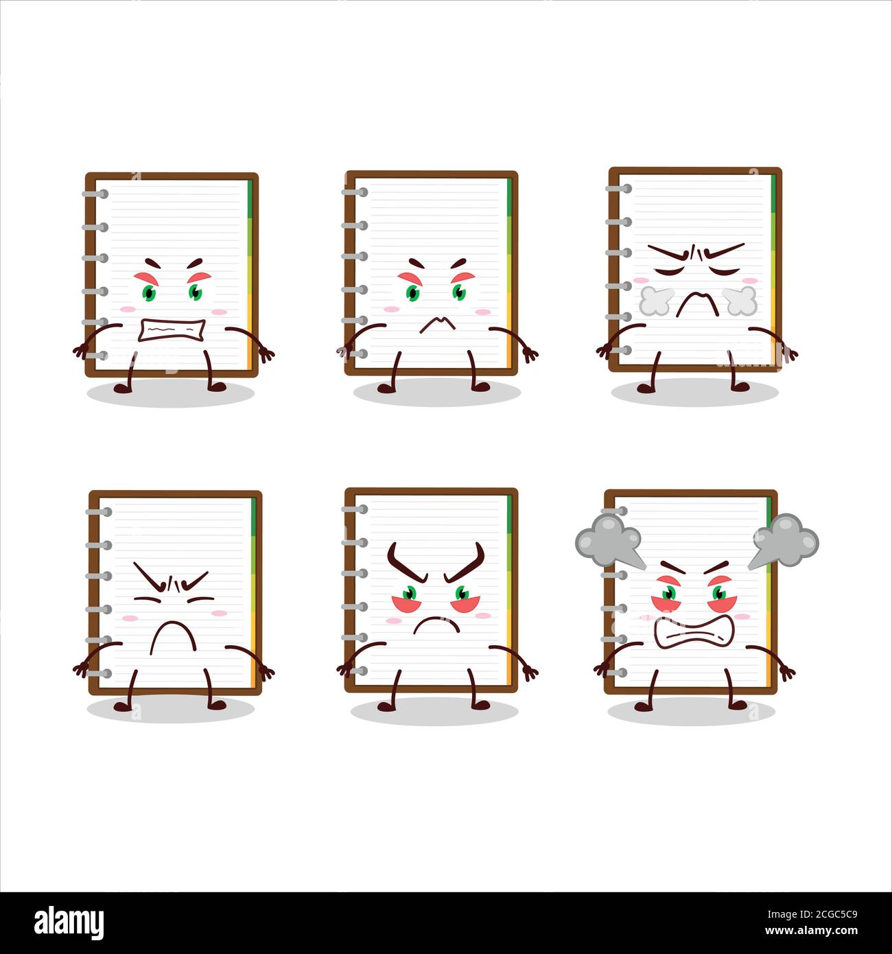 Diary notes cartoon character with various angry expressions Stock ...