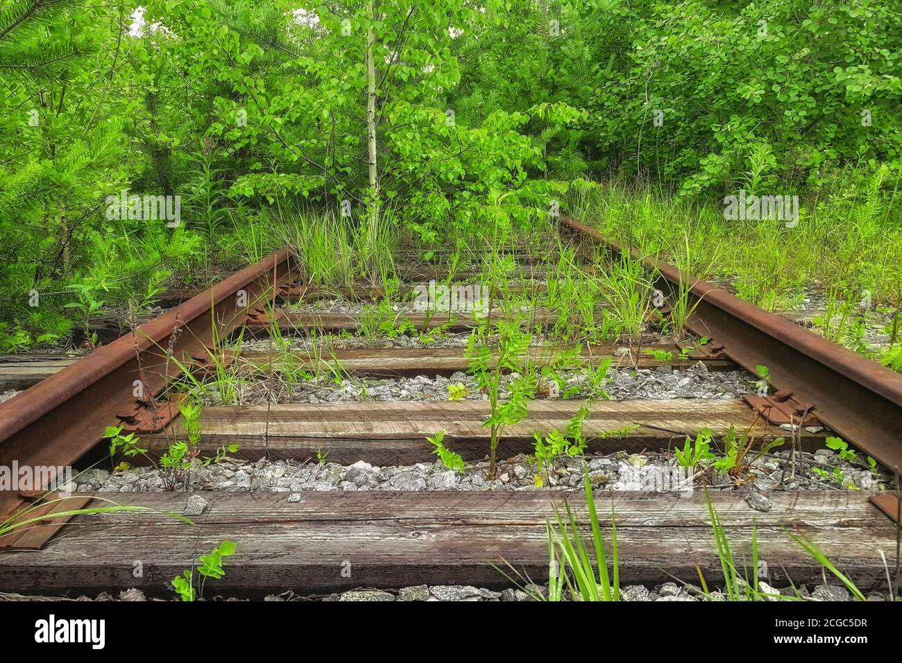 Vintage railroad route and old rails Stock Photo - Alamy