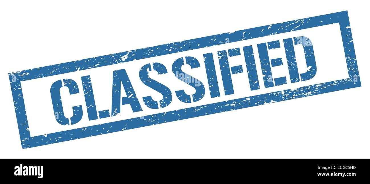 CLASSIFIED blue grungy rectangle stamp sign Stock Photo - Alamy
