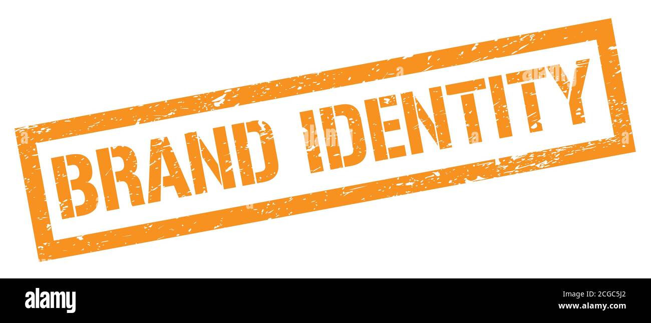 BRAND IDENTITY orange grungy rectangle stamp sign Stock Photo - Alamy