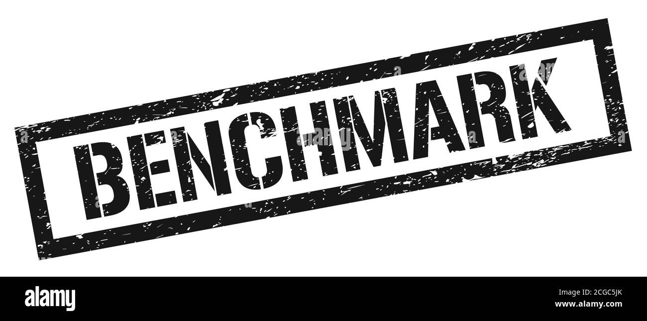 BENCHMARK black grungy rectangle stamp sign Stock Photo - Alamy