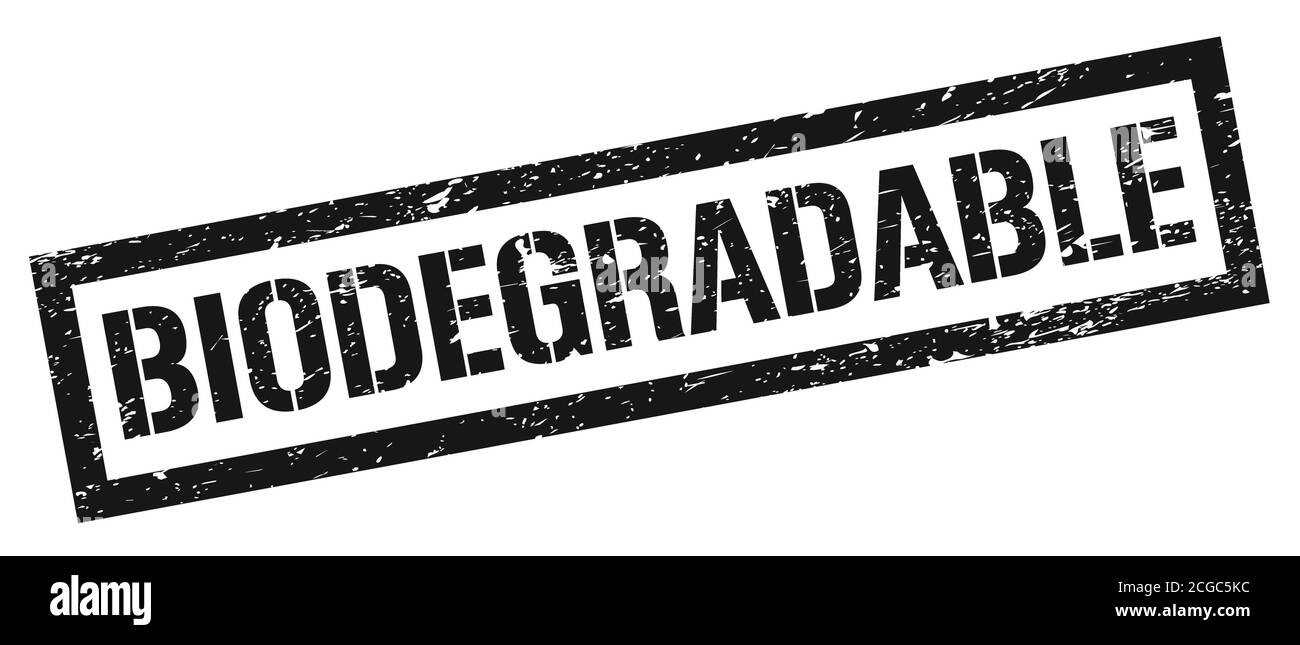 BIODEGRADABLE black grungy rectangle stamp sign Stock Photo - Alamy