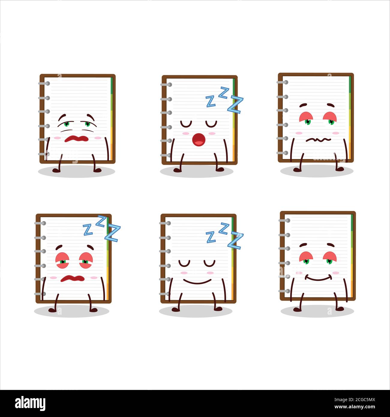 Cartoon character of diary notes with sleepy expression Stock Vector ...