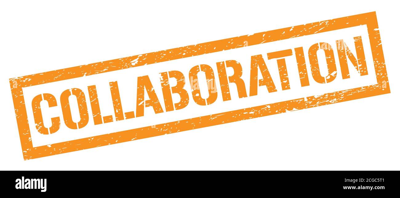 COLLABORATION orange grungy rectangle stamp sign Stock Photo - Alamy