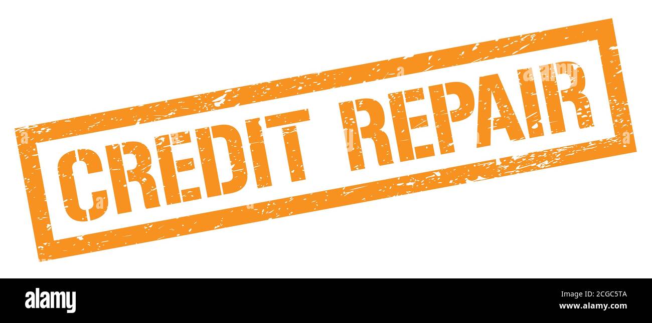 CREDIT REPAIR orange grungy rectangle stamp sign Stock Photo - Alamy