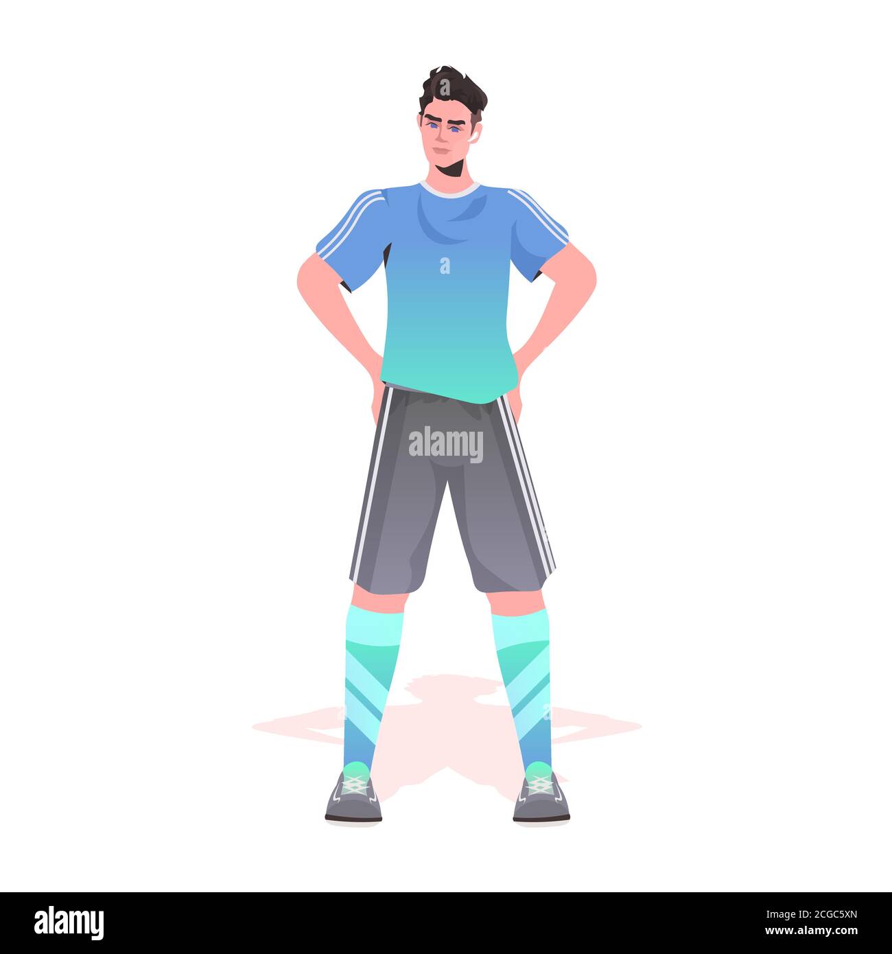 footbal player in sportswear standing pose man ready to start the match ...