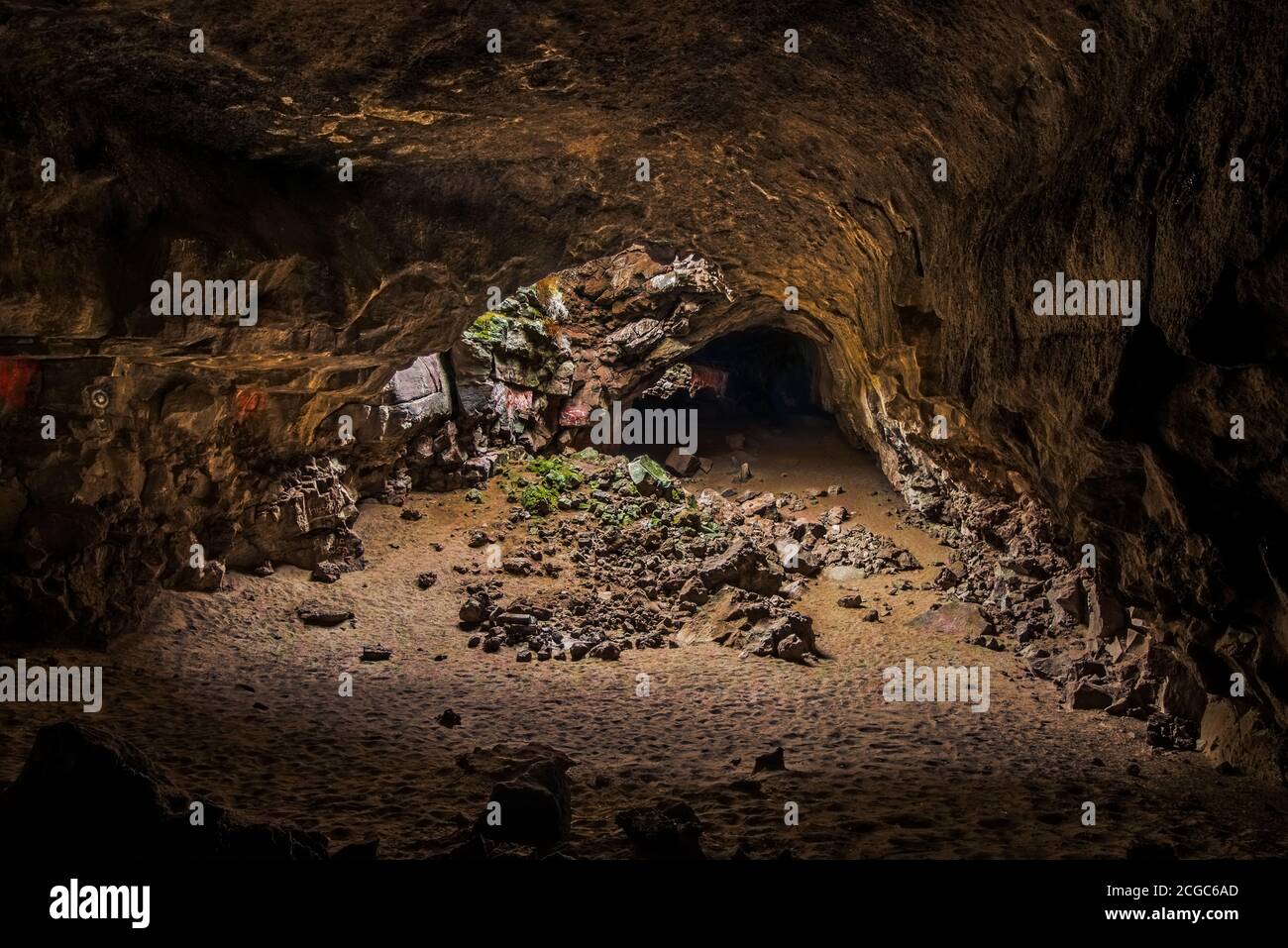Volcanic lava tube partial collapse, Pluto's Cave, Northern California ...