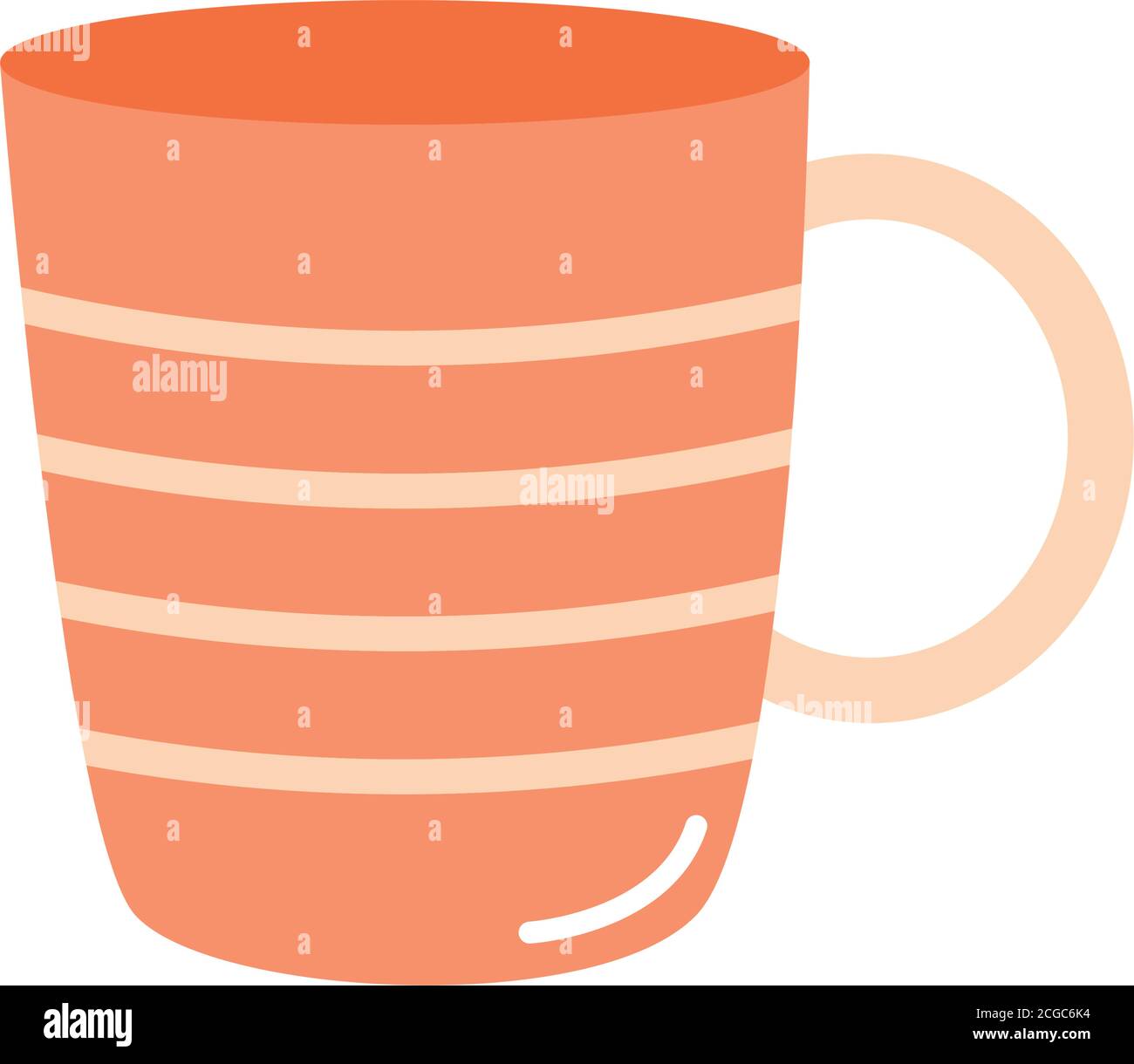 striped coffee mug icon over white background, flat style, vector ...