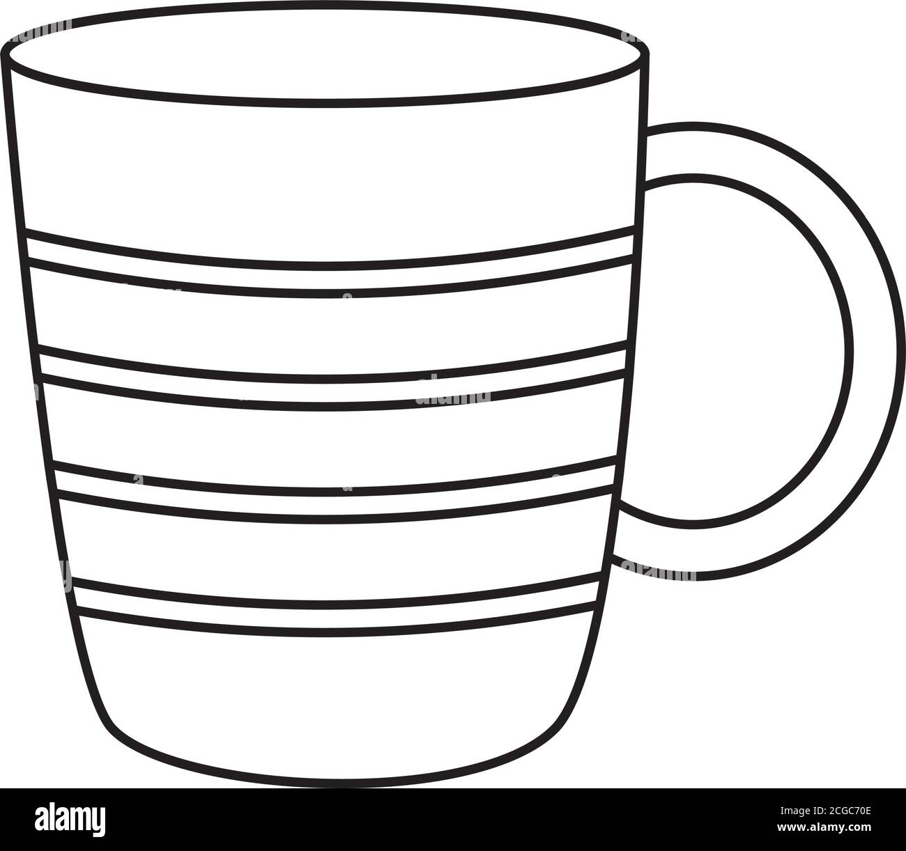 striped coffee mug icon over white background, line style, vector ...