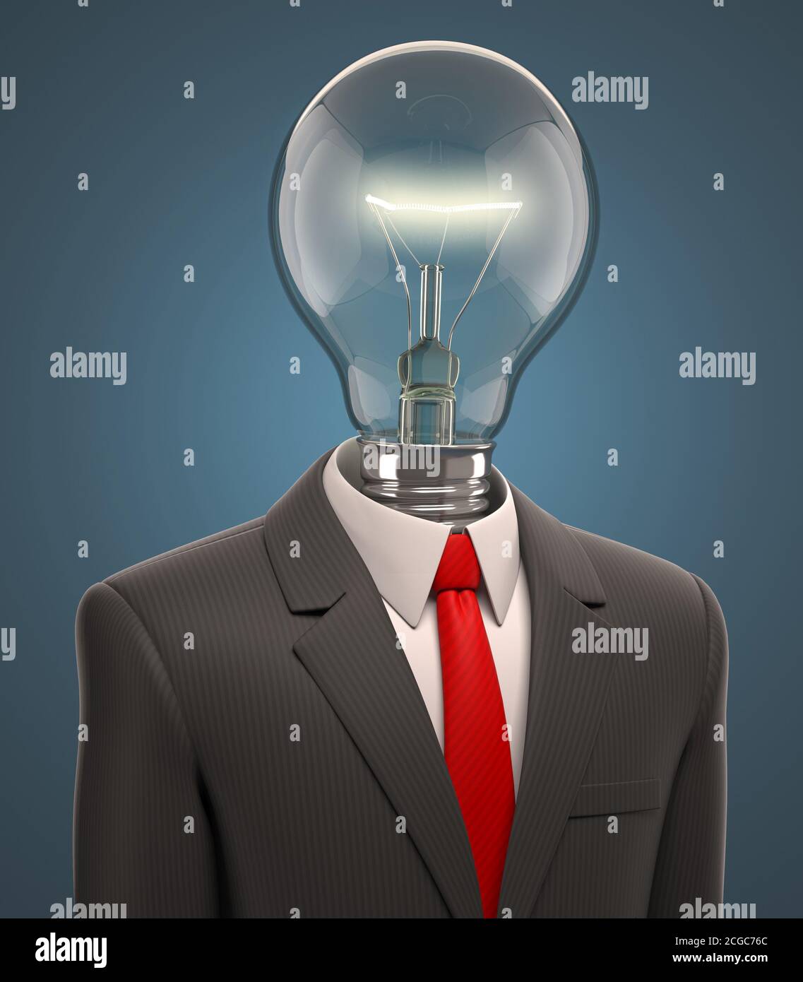 Business man with the light bulb instead of head Stock Photo - Alamy
