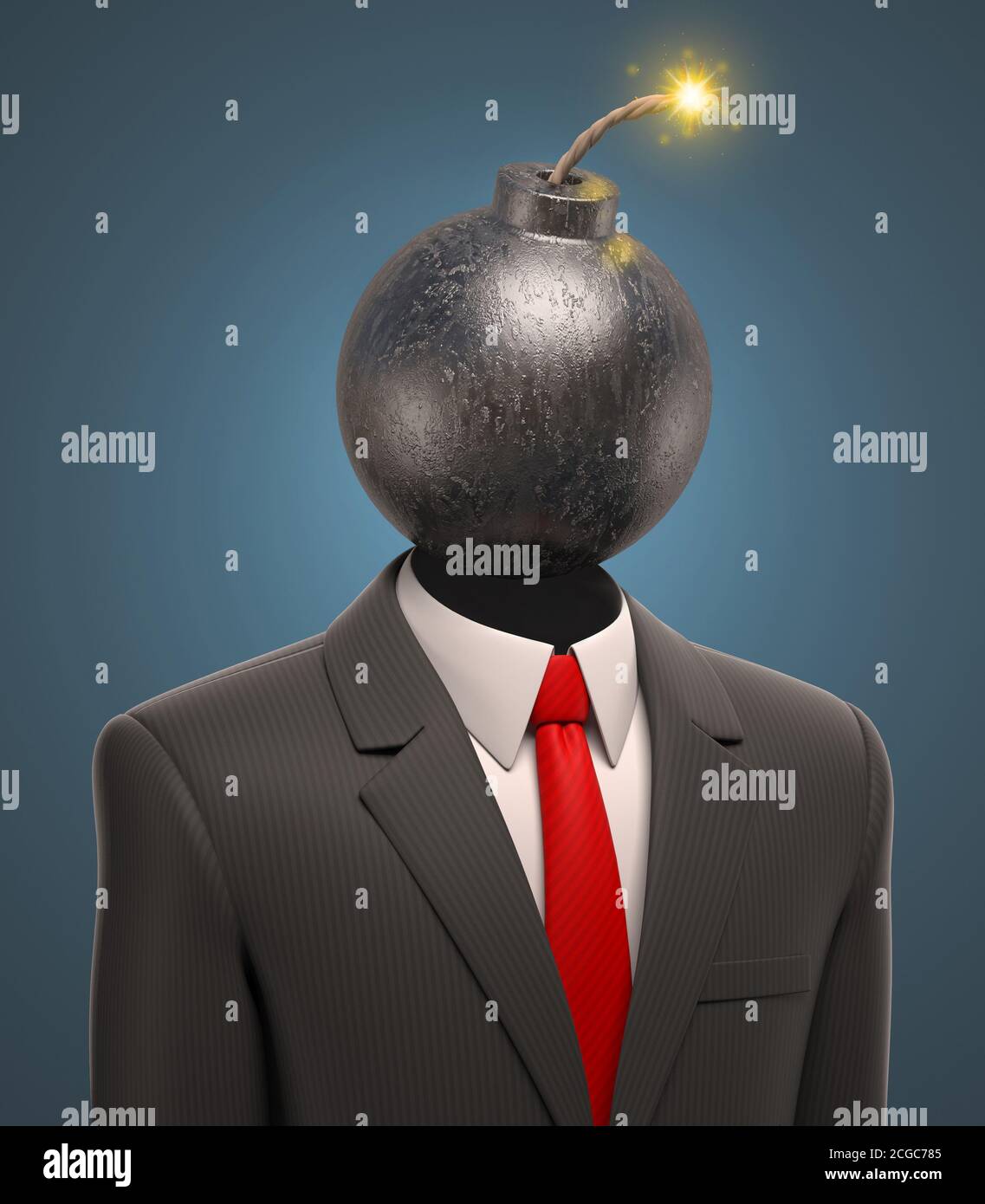 Business man with a bomb instead of head Stock Photo - Alamy