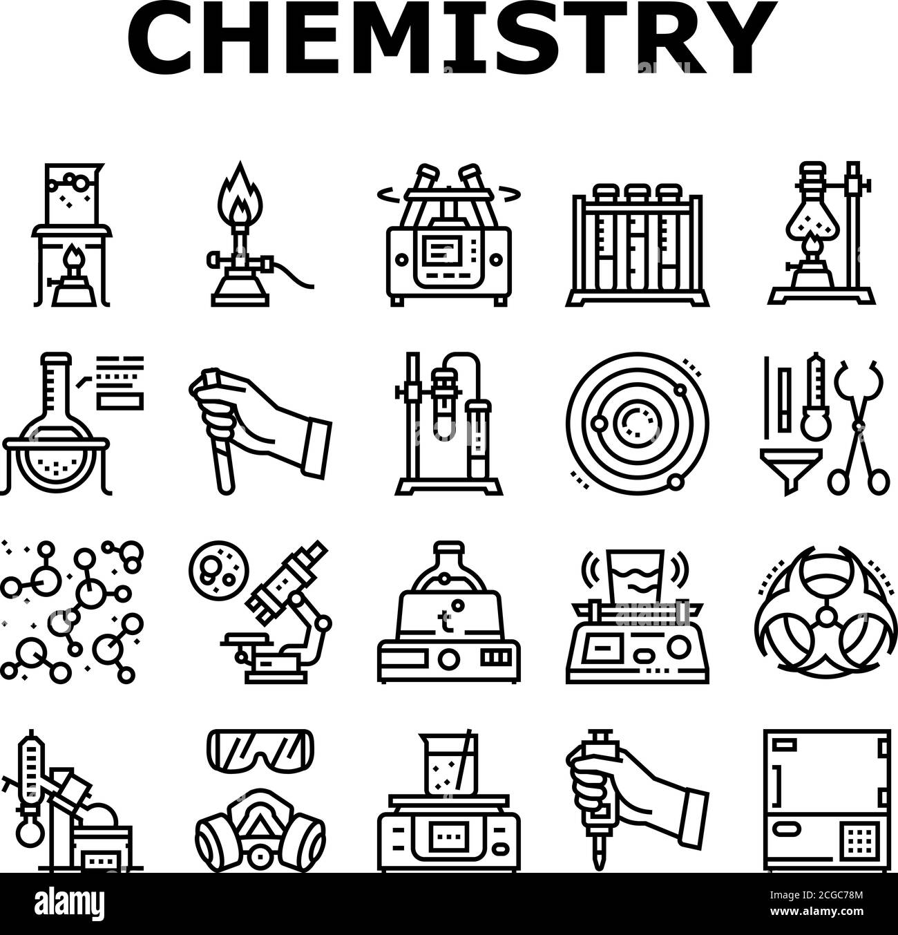 Chemistry Laboratory Collection Icons Set Vector Illustration Stock ...
