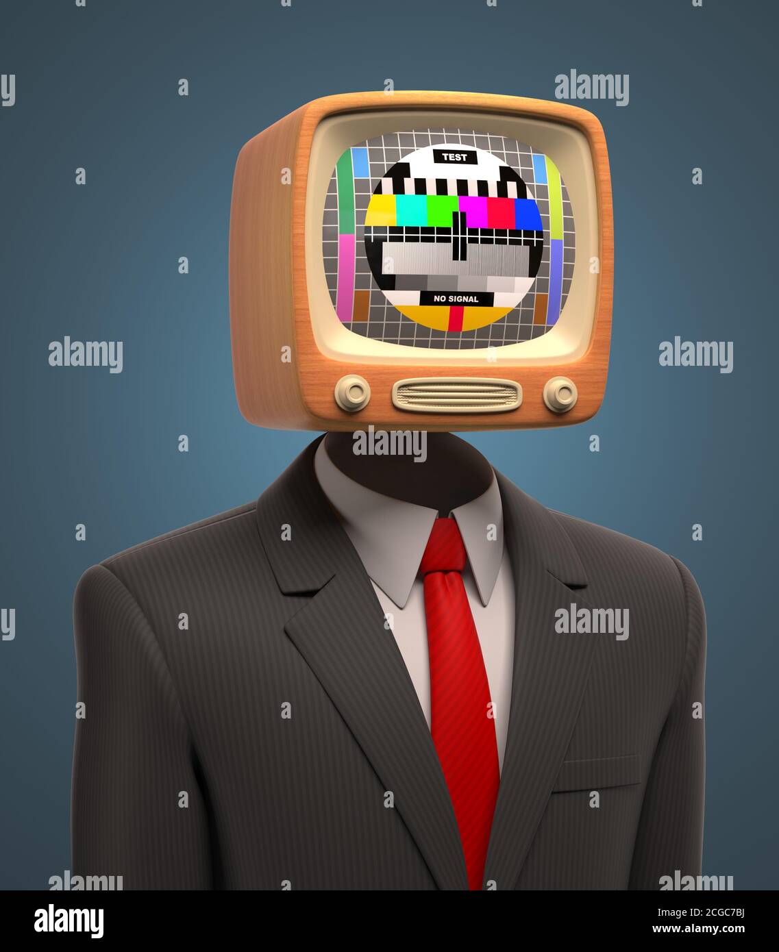 Business man with retro tv on his head Stock Photo - Alamy