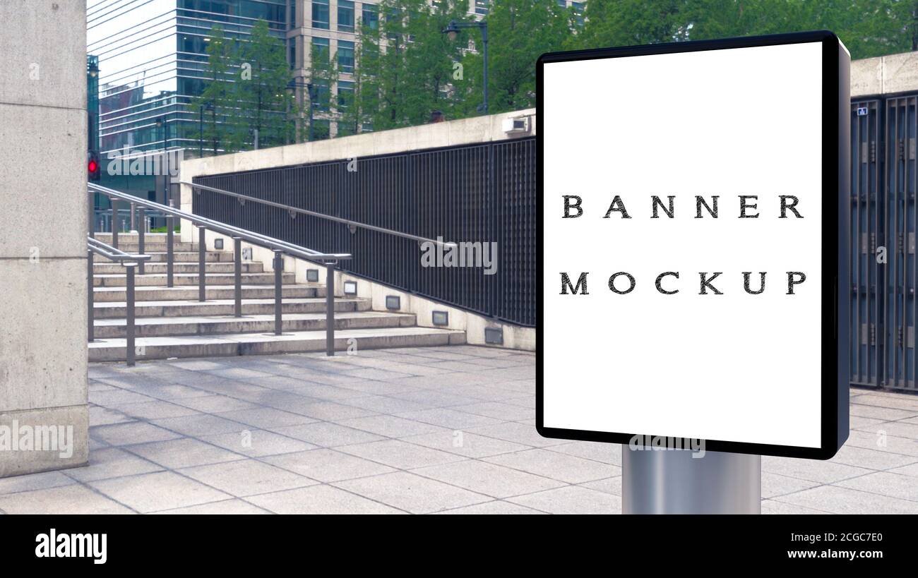 blank billboard empty advertisement isolated on street background ...