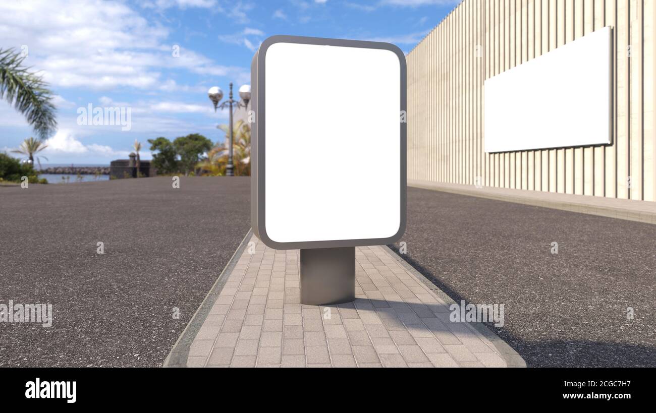 blank billboard empty advertisement isolated on street background ...