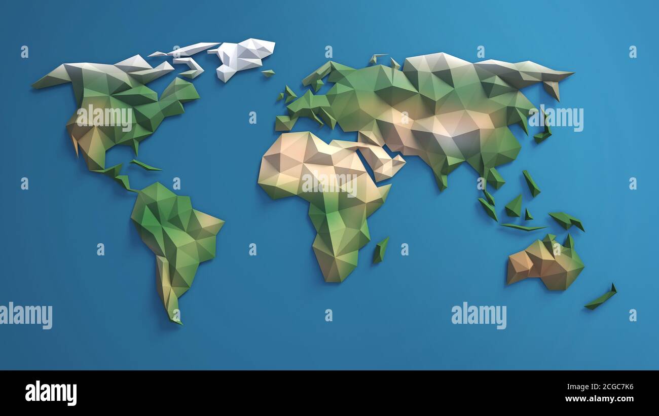 Abstract triangular world map 3d rendering Stock Photo - Alamy
