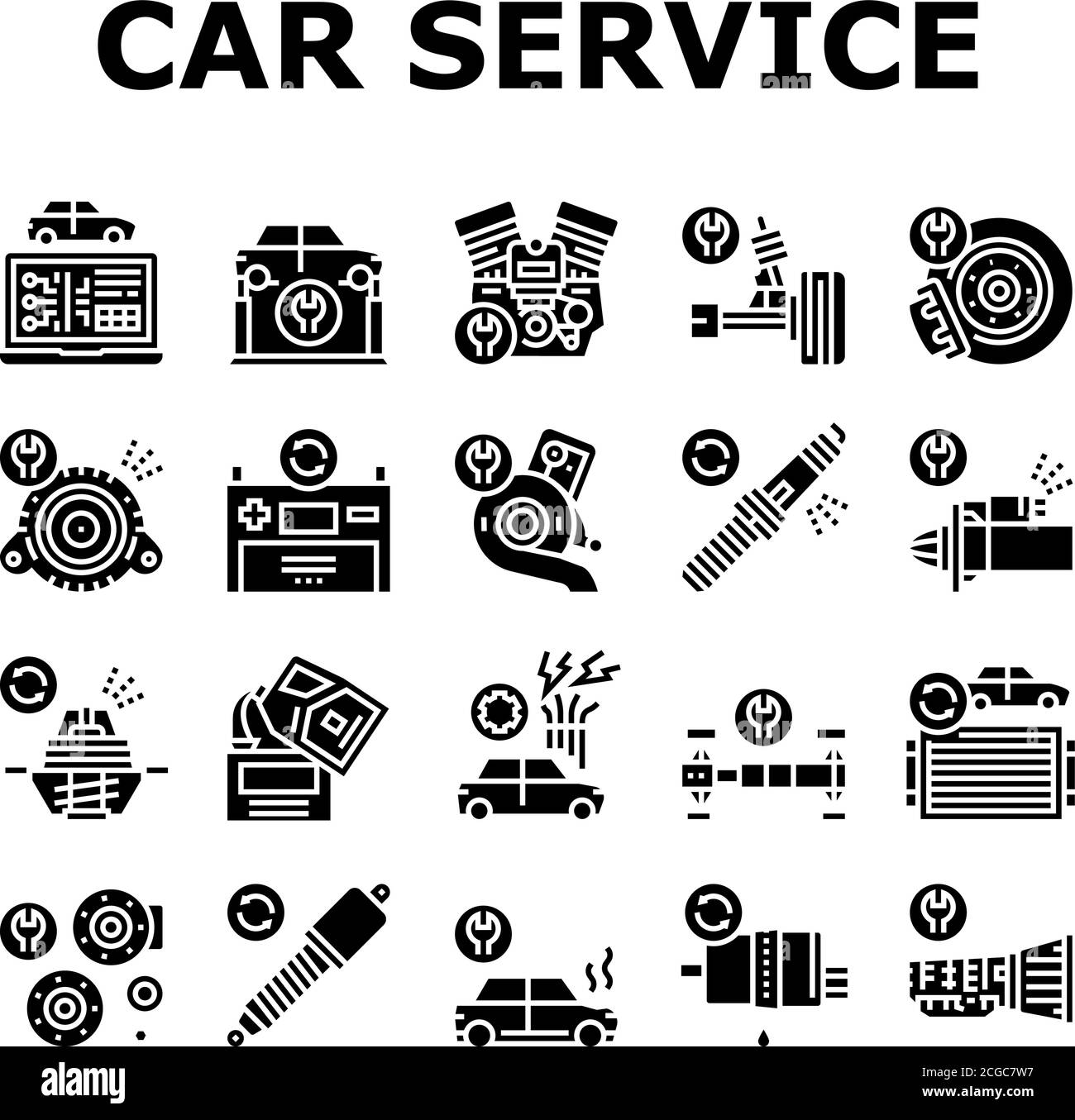 Car Service Garage Collection Icons Set Vector Stock Vector Image & Art ...