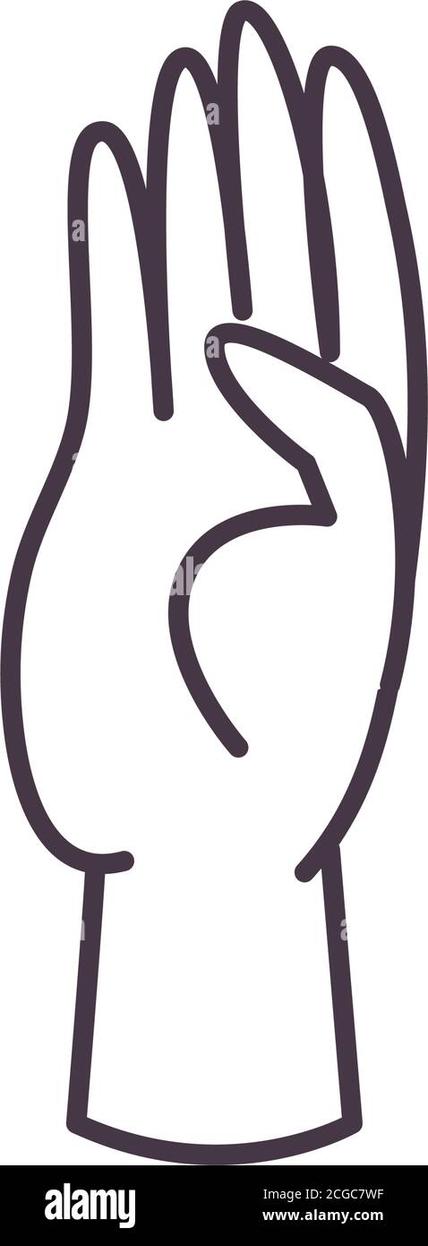 b hand sign language line style icon design of People help finger ...