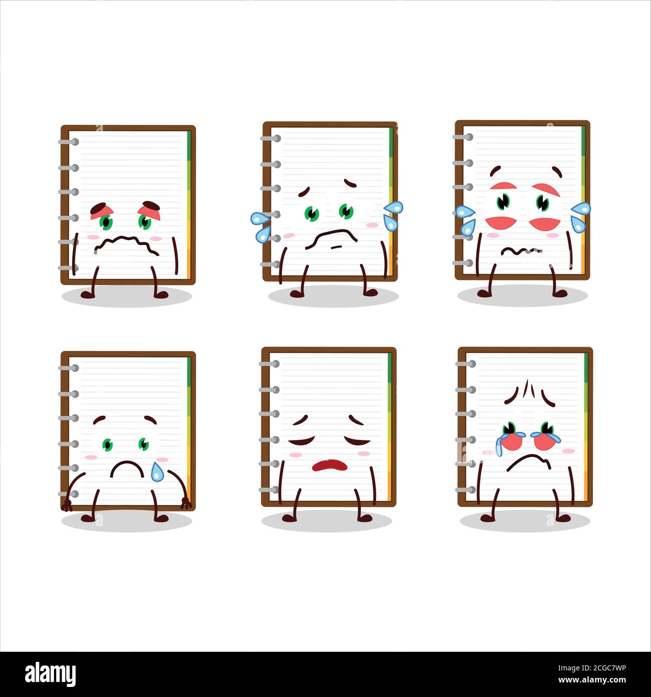 Diary notes cartoon character with sad expression Stock Vector Image ...