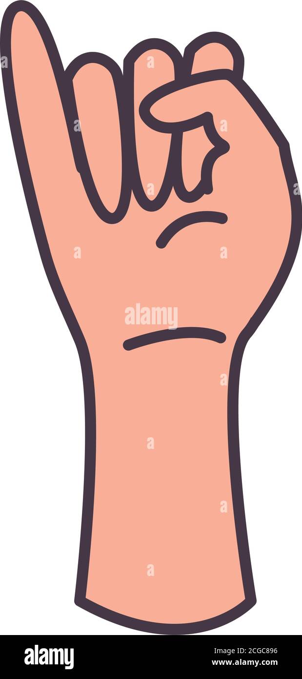 i hand sign language line and fill style icon design of People help ...