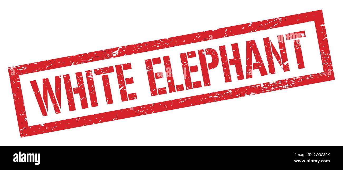 WHITE ELEPHANT red grungy rectangle stamp sign Stock Photo - Alamy