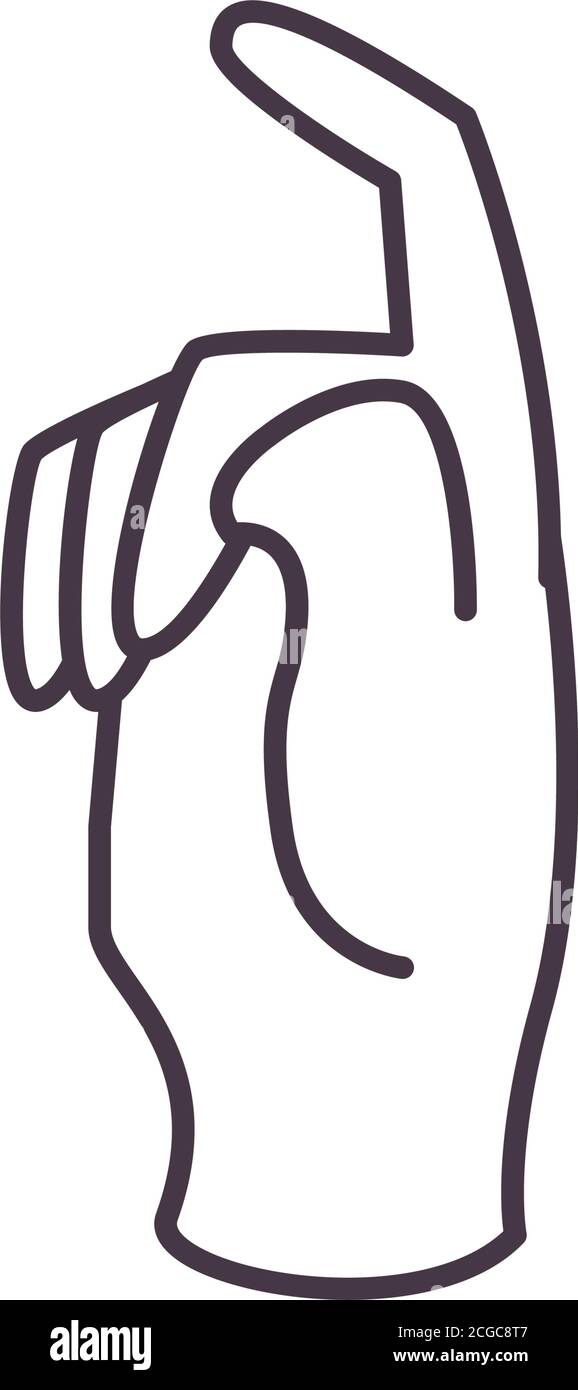 x hand sign language line style icon design of People help finger ...